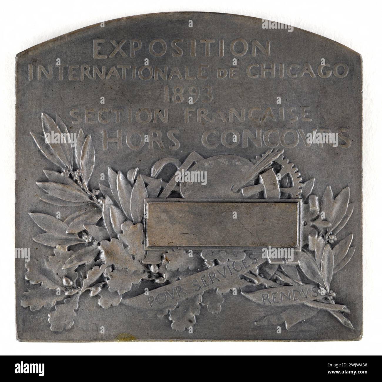 Louis Oscar Roty (1846-1911). Medal plate. Chicago exhibition. Metal ...
