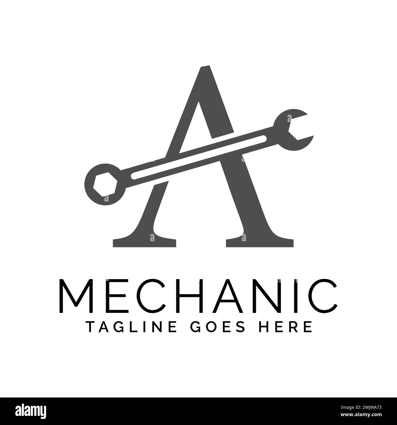 letter A logo with wrench. Alphabet A Spanner logo design Stock Vector ...