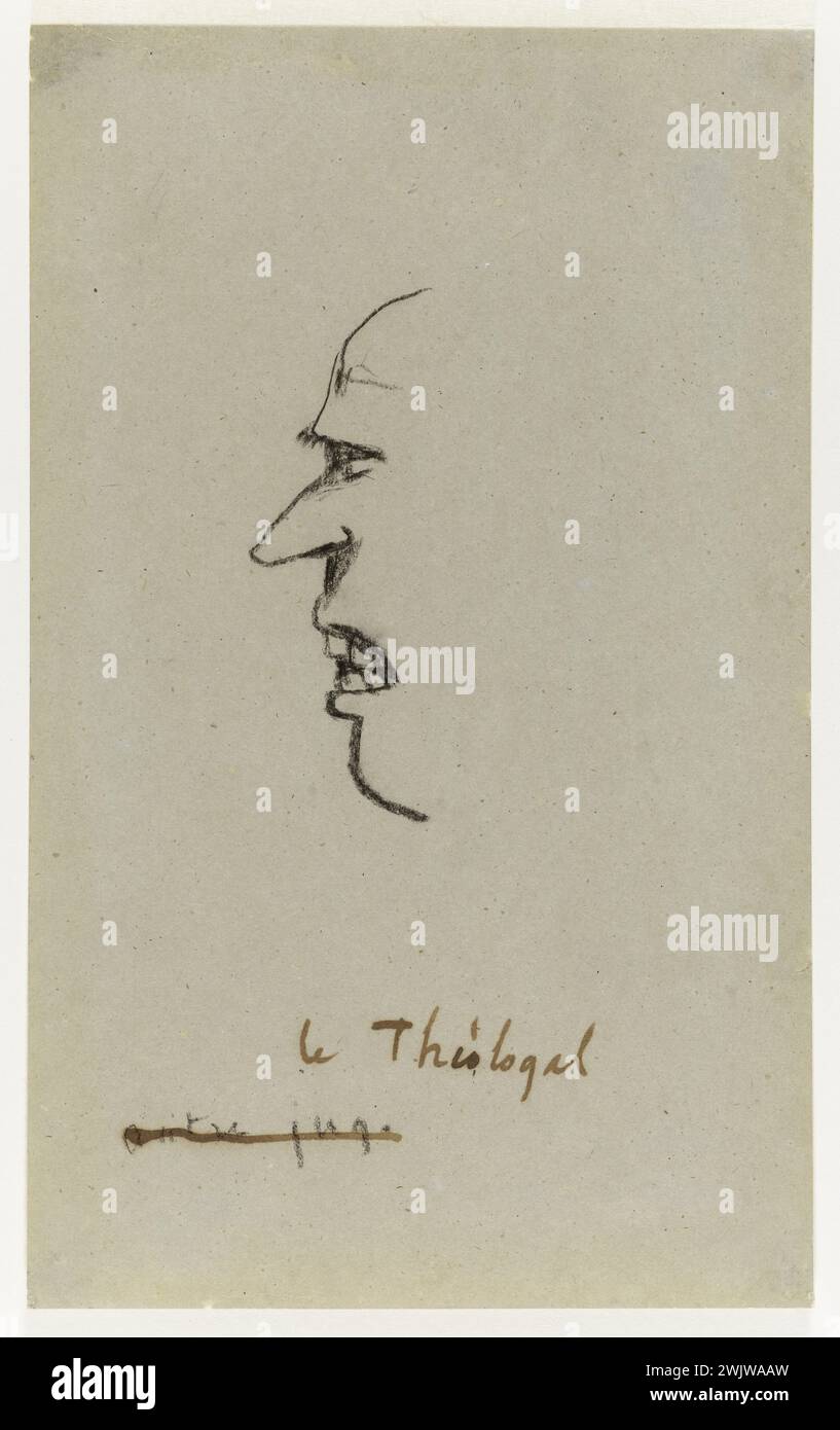Victor Hugo (1802-1885). "Theologal". Lithographic pencil, gray-blue ...
