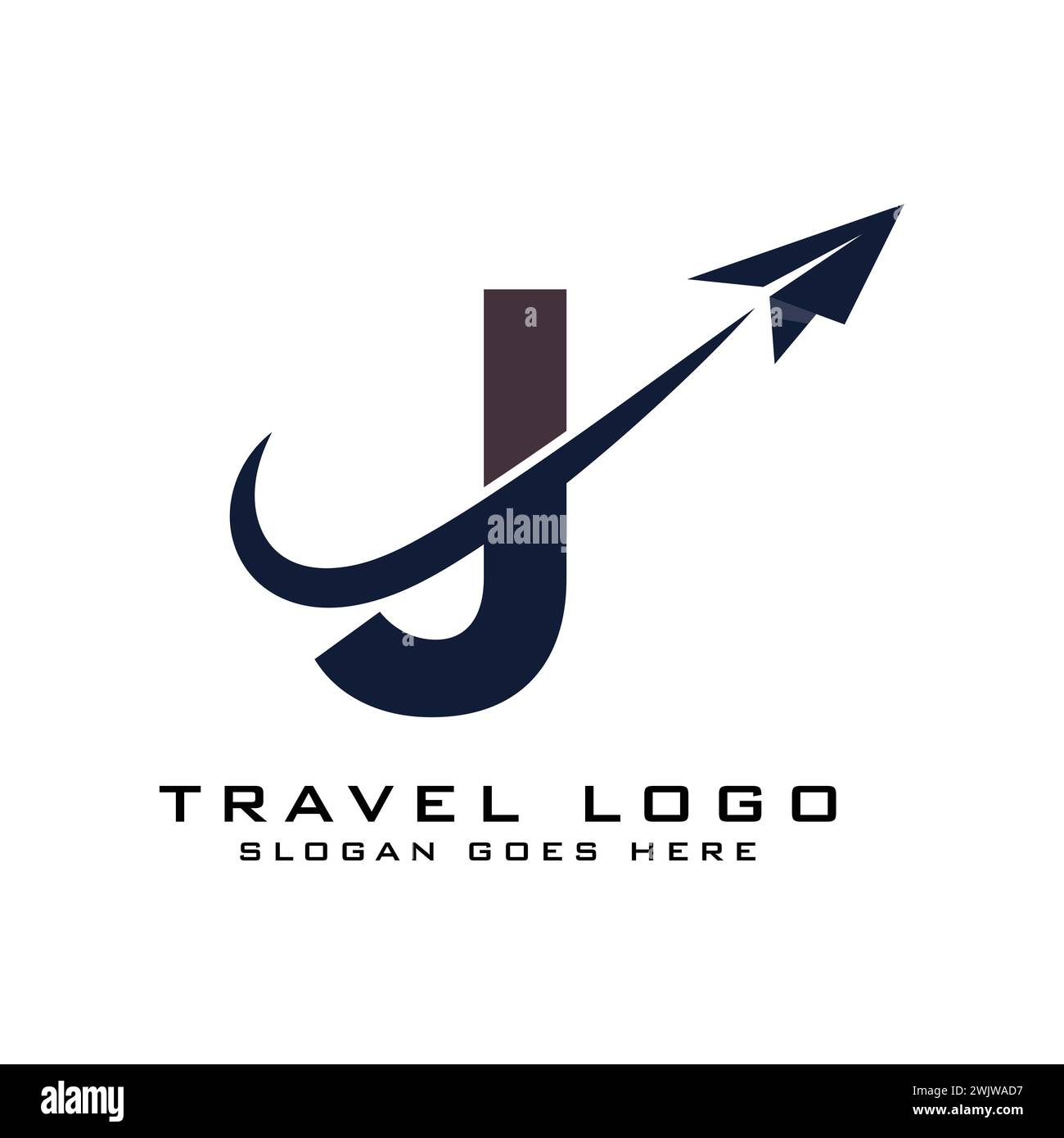 Letter J Travel Logo icon Design with plane graphic element for travel ...