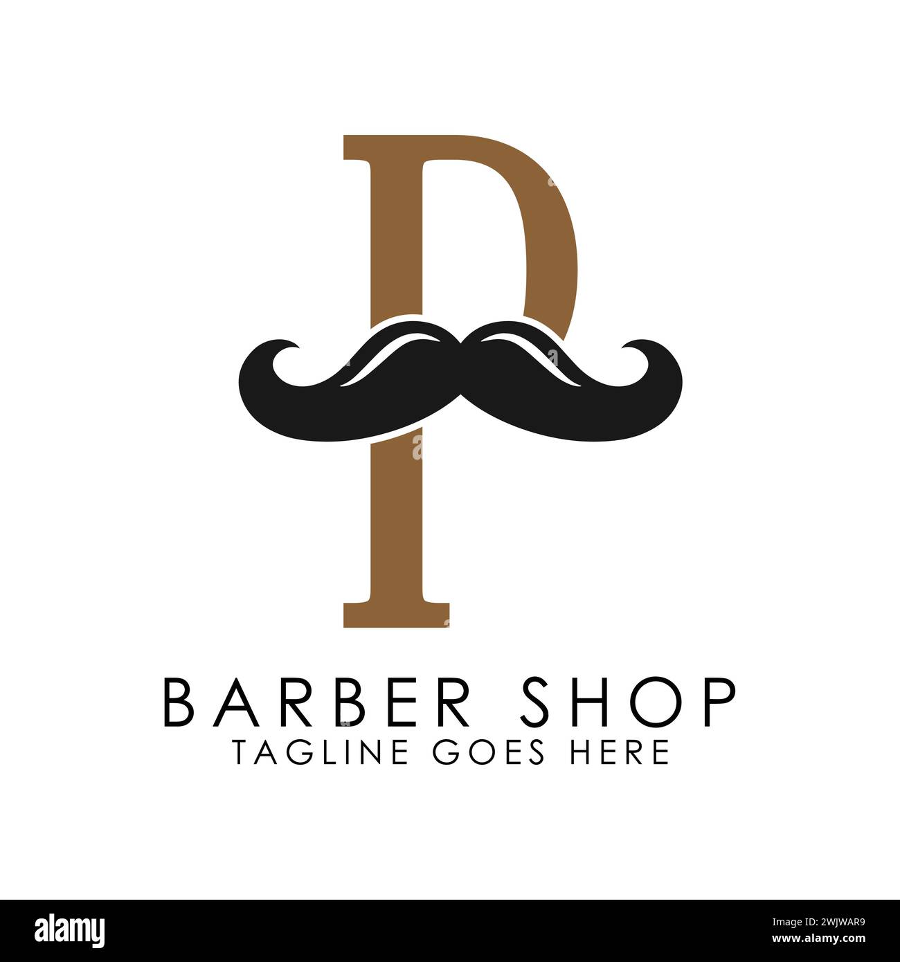 Initial Letter P Mustache Logo Design. Alphabet P Barber Shop Icon ...