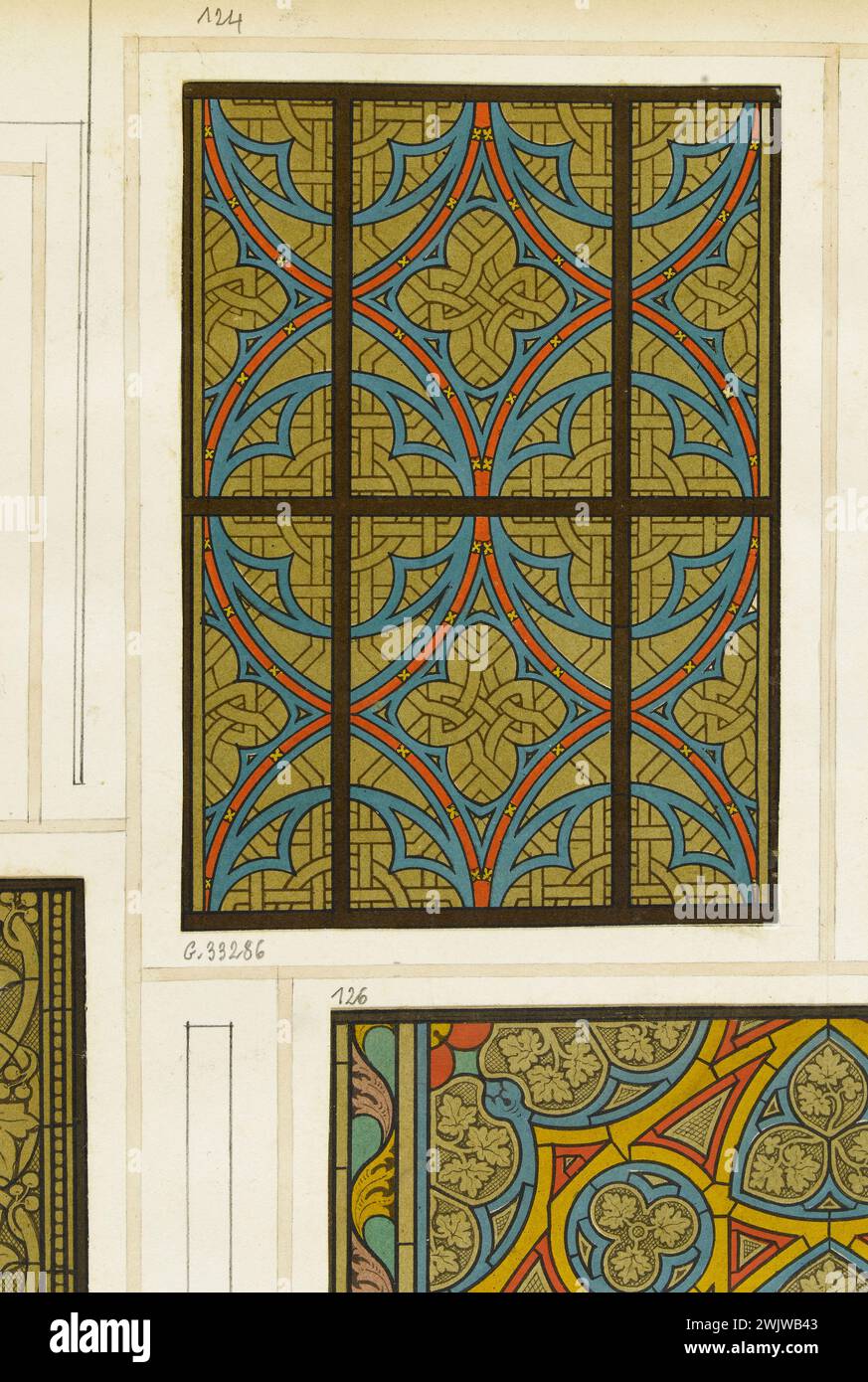 GSELL-Laurent workshop. Album n ° 3; Glass motif: Quadrilobes inscribed ...