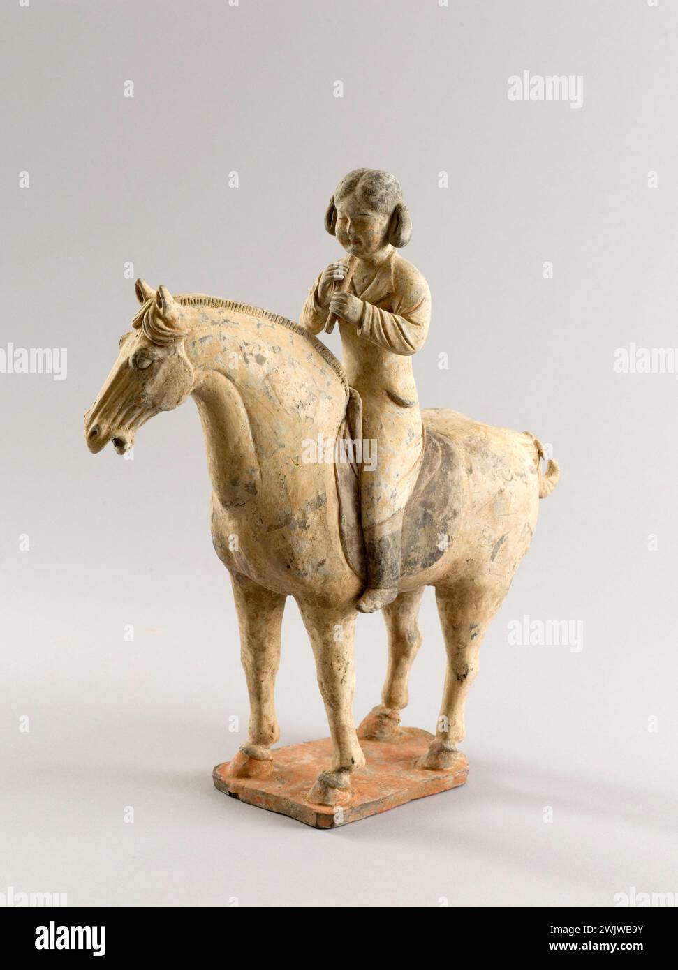 Mingqi: musician rider. Terracotta, with traces of polychromy. China ...