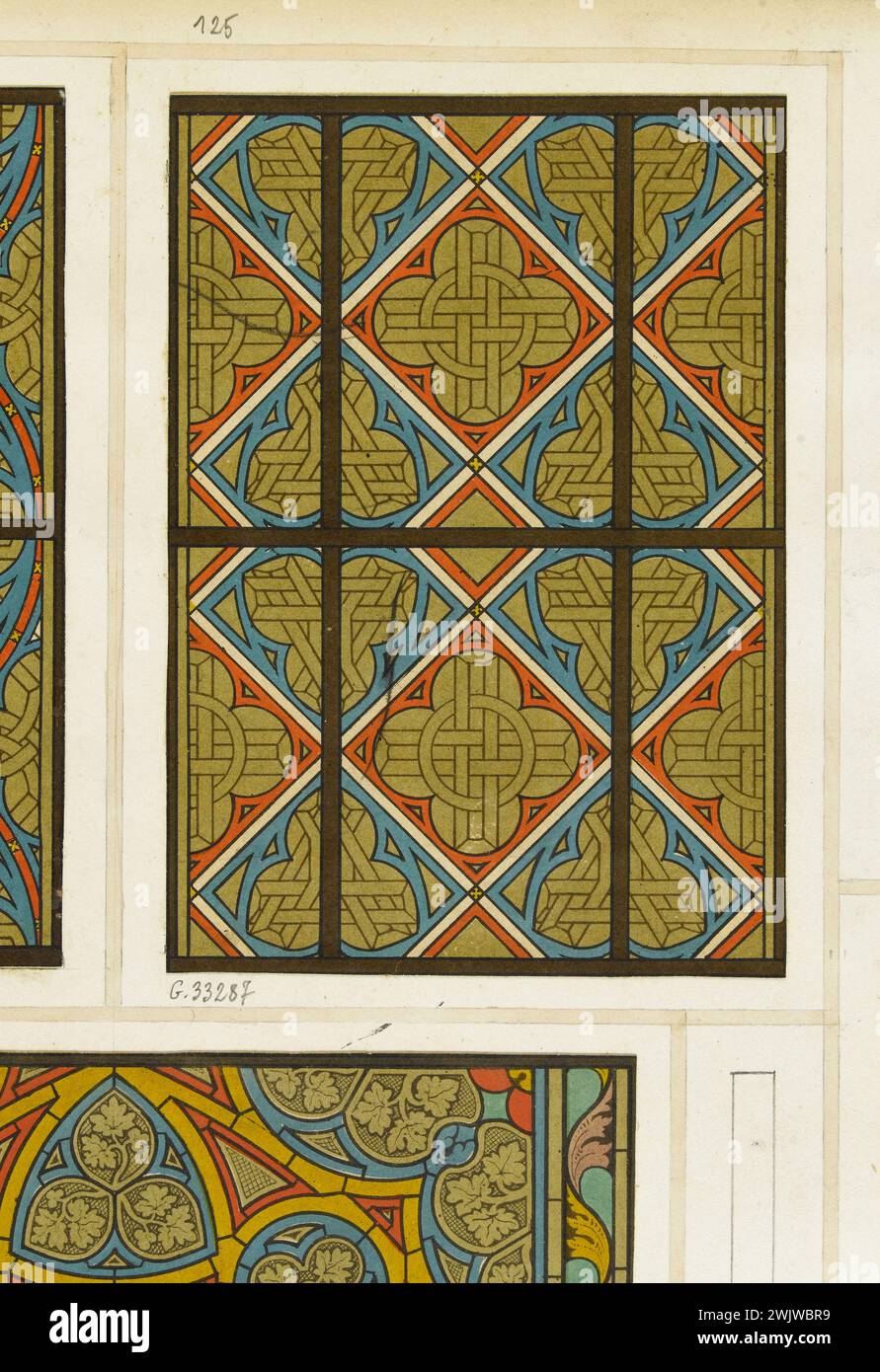 GSELL-Laurent workshop. Album n ° 3; Stained glass motive: quadrilobes ...