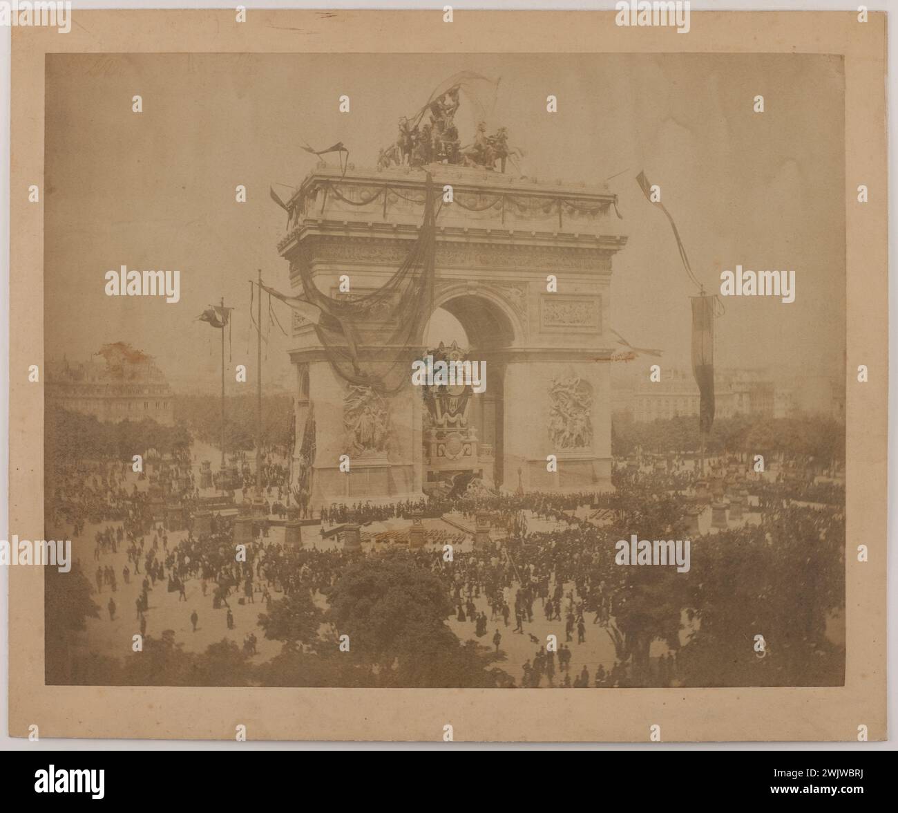 The funeral of Victor Hugo, seen from the Place de l'Arc de Triomphe ...