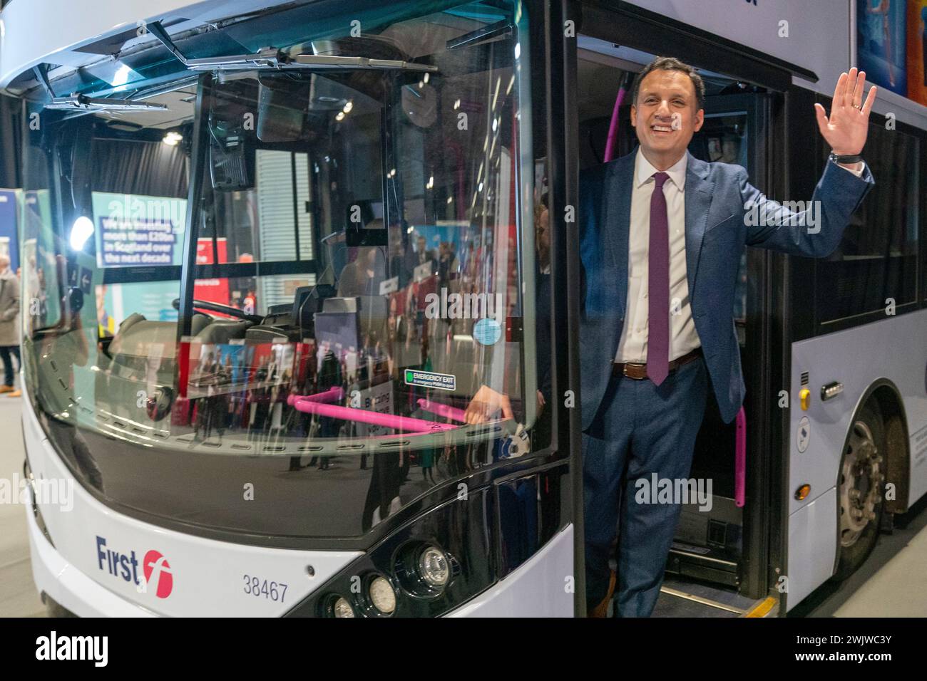 Leader of the Scottish Labour party Anas Sarwar on a First bus at the ...