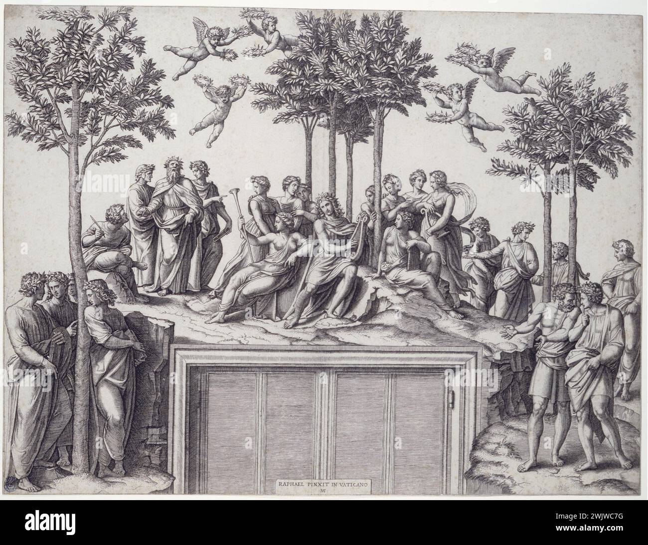 Marc-Antoine Raimondi (1480-V.1534). "Le Parnasse" (B 247). Engraving ...