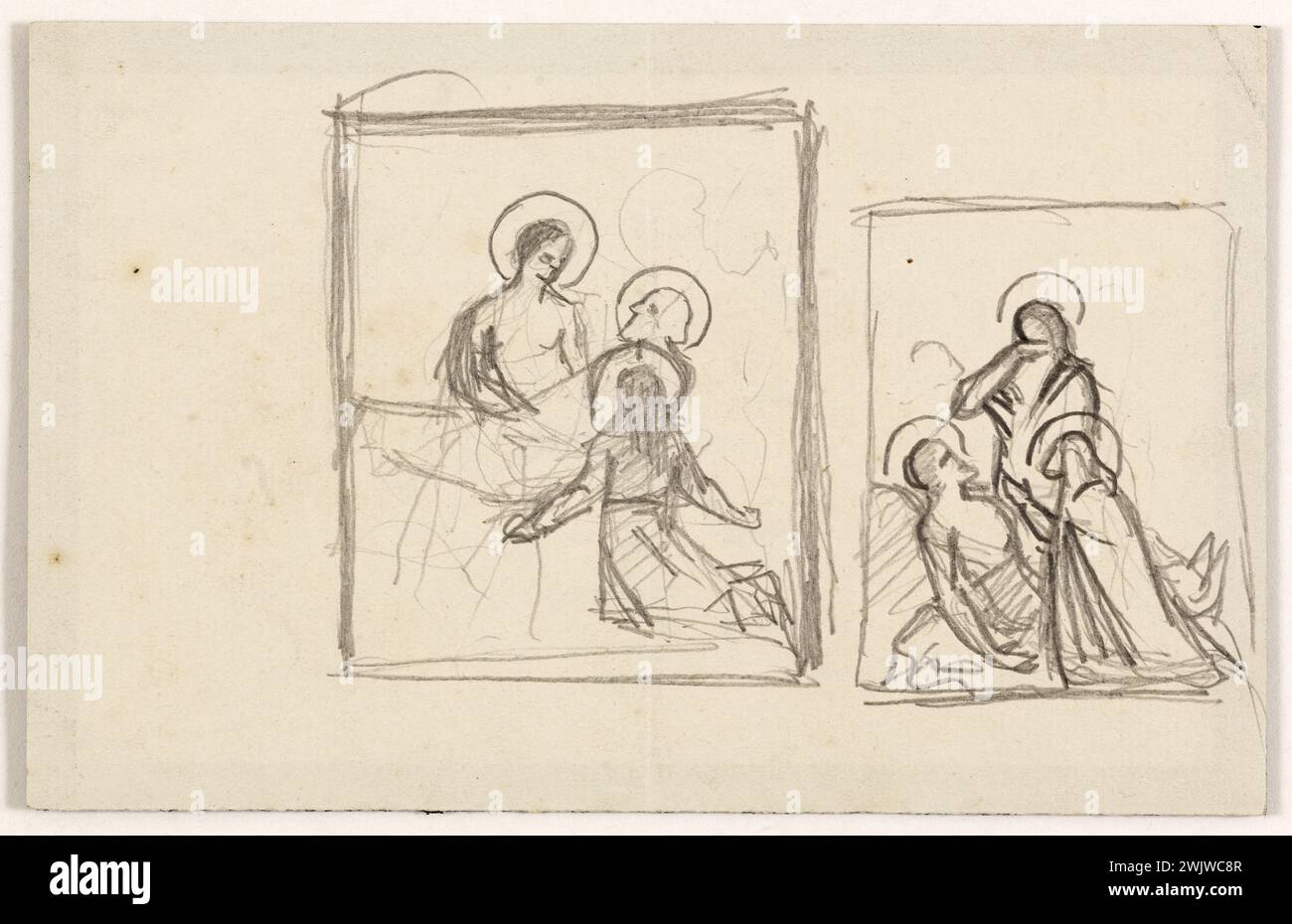 Arthur-Joseph Guéniot (1866-1951). Two studies for the death of Saint ...