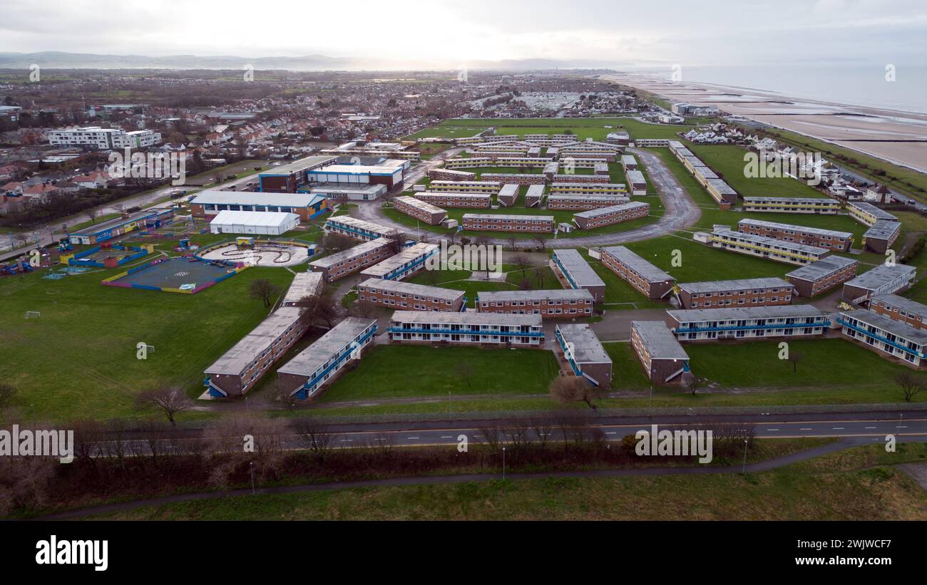 Prestatyn, 9 February 2024. Aerial view of the Pontins Holiday Camp in ...