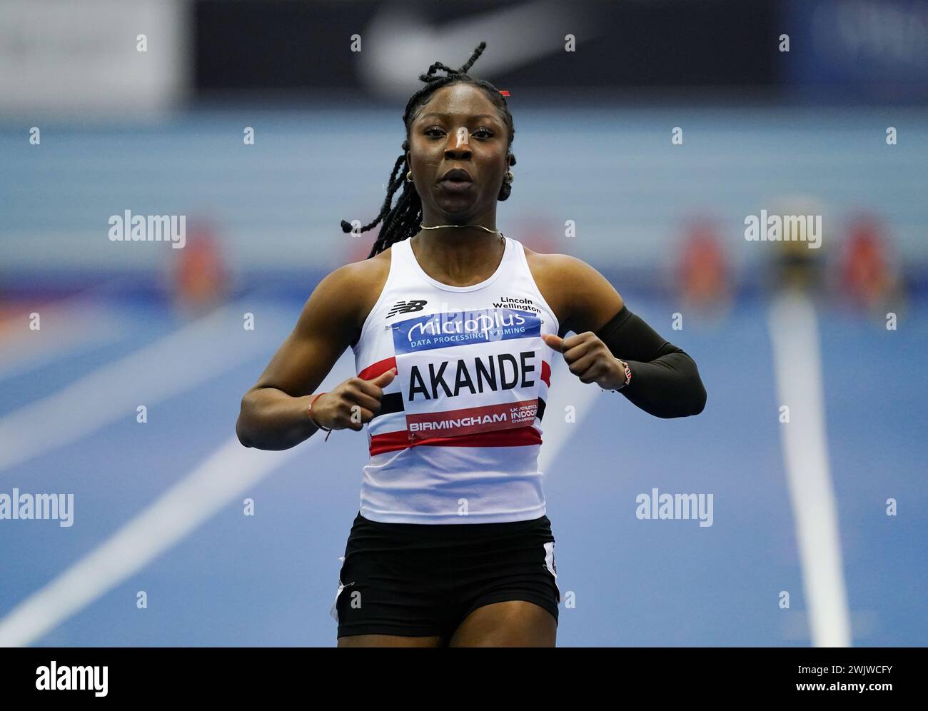 Mabel Akande in the 60m - Women Heat 2 during day one of the 2024 ...