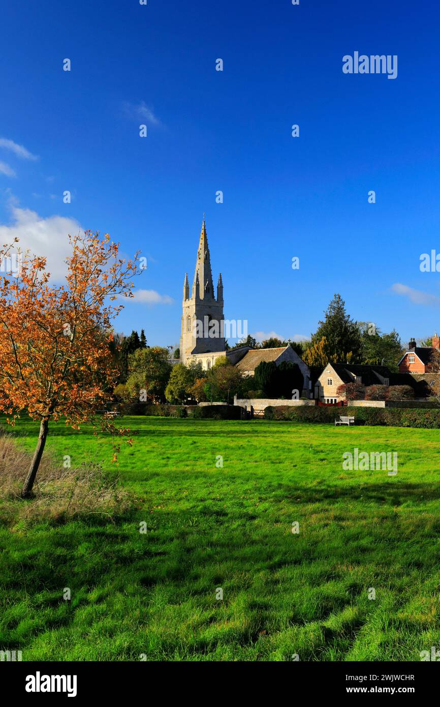 Autumn, St Andrews church, West Deeping village, Lincolnshire, England ...