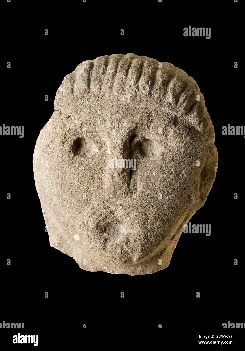 Anonymous. Man's head. Carved limestone stone. Vi-uxth century. Paris ...