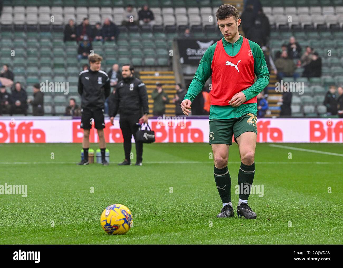 Adam Randell of Plymouth Argyle warming up during the Sky Bet ...