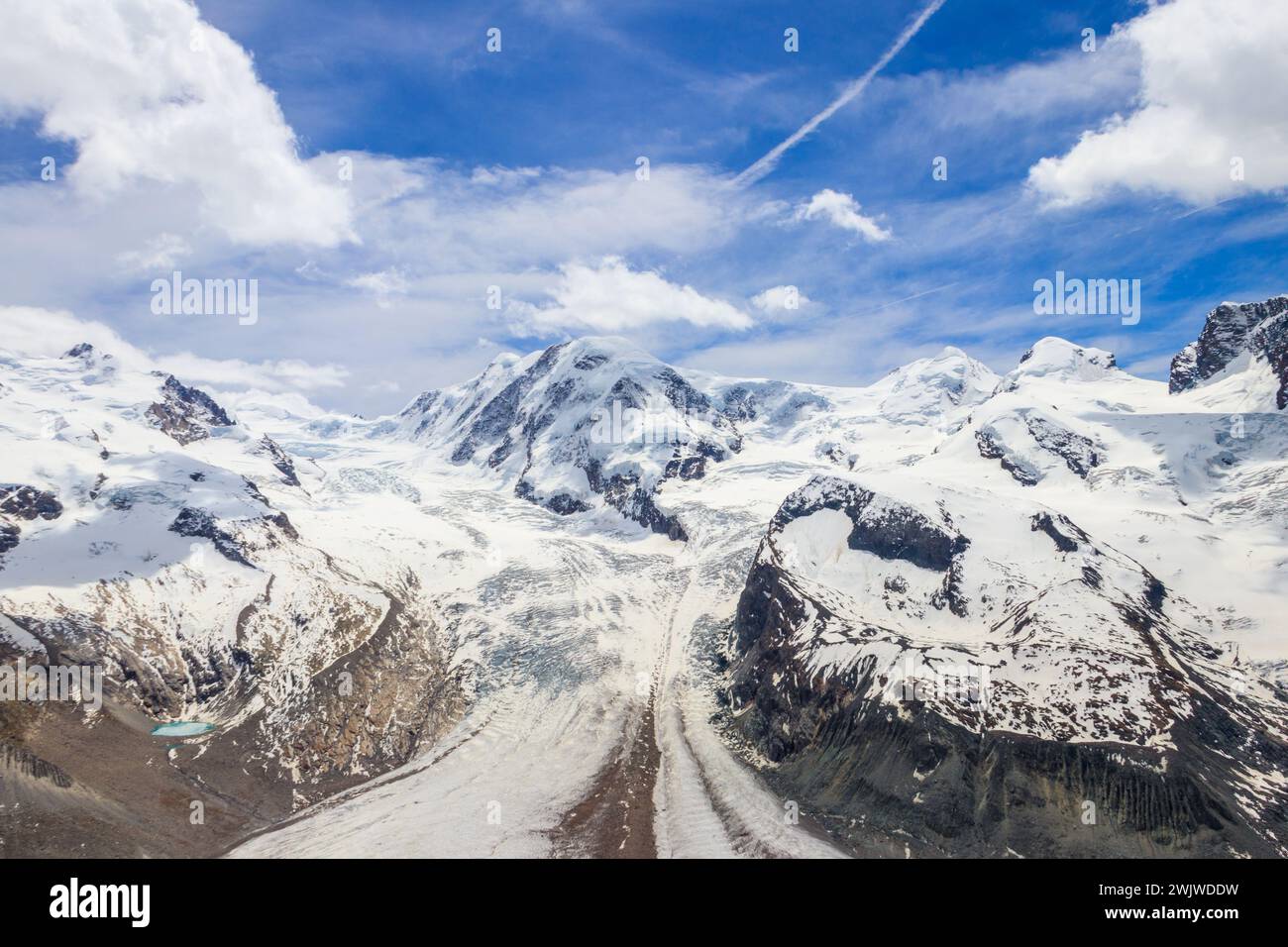 Magnificent panorama of the Pennine Alps with famous Gorner Glacier and ...