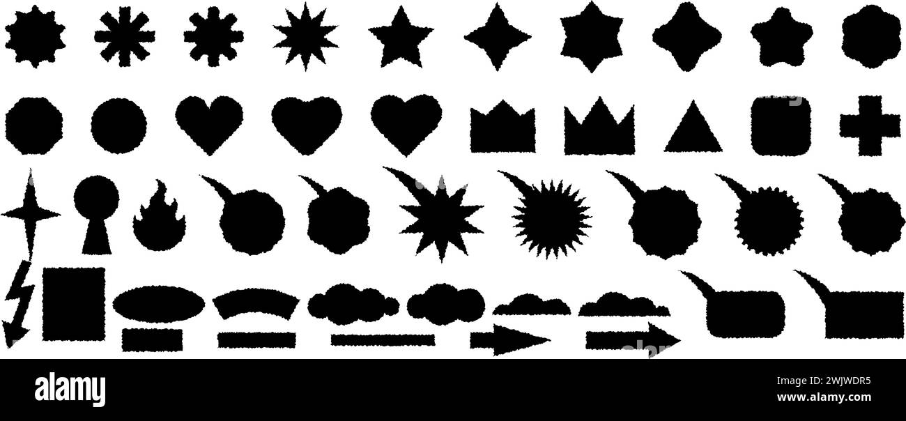Basic shapes with a rough, ragged edge. Set of grunge elements for ...