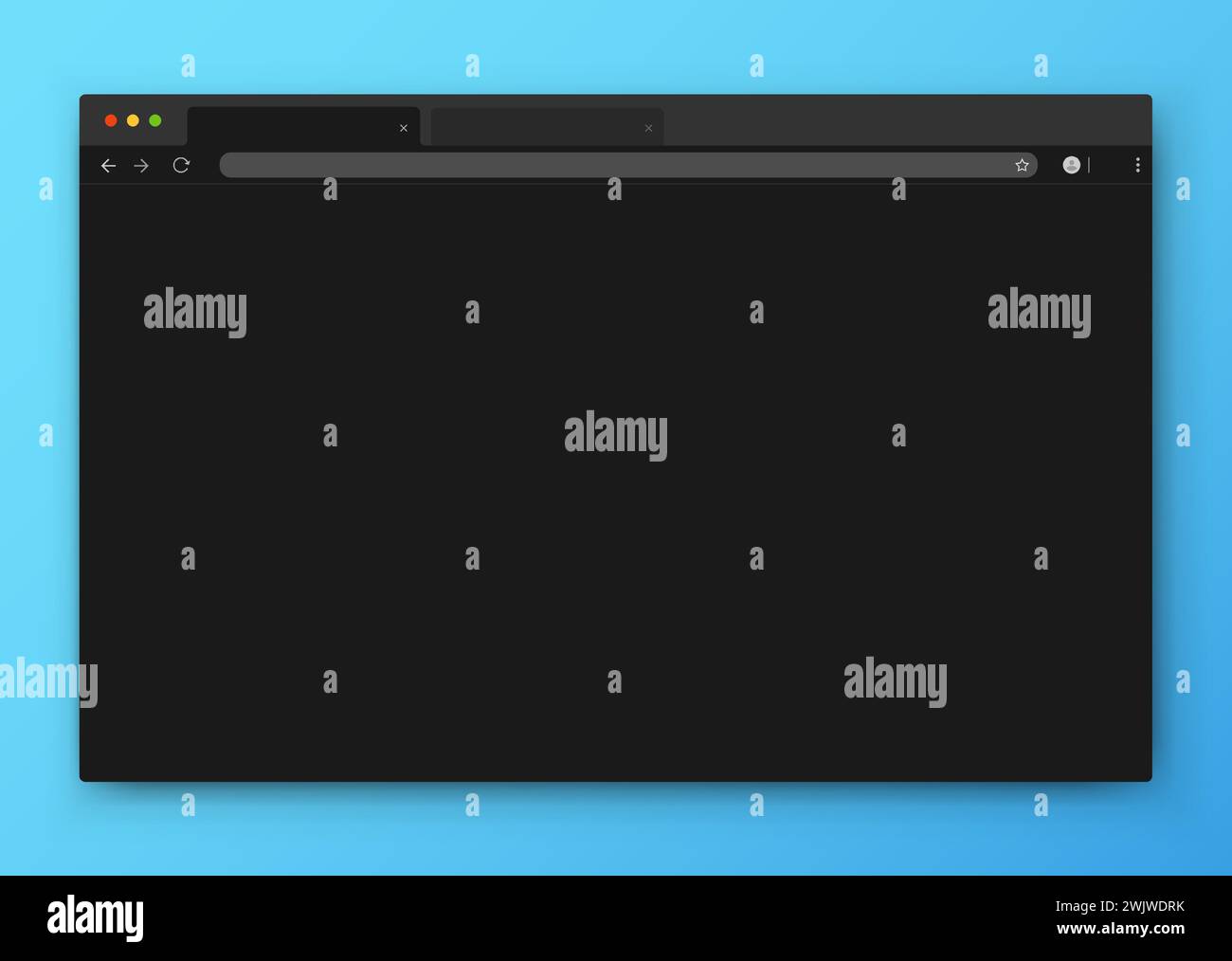 Browser window. Realistic black empty browser window with toolbar, search bar and shadow on a ...