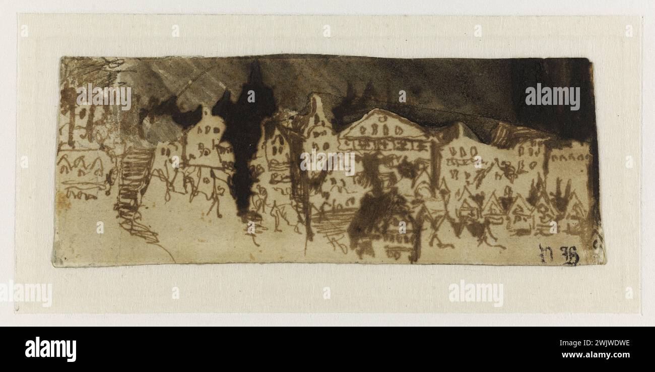 Victor Hugo (1802-1885). "Large square". Brown feather and ink, black ...