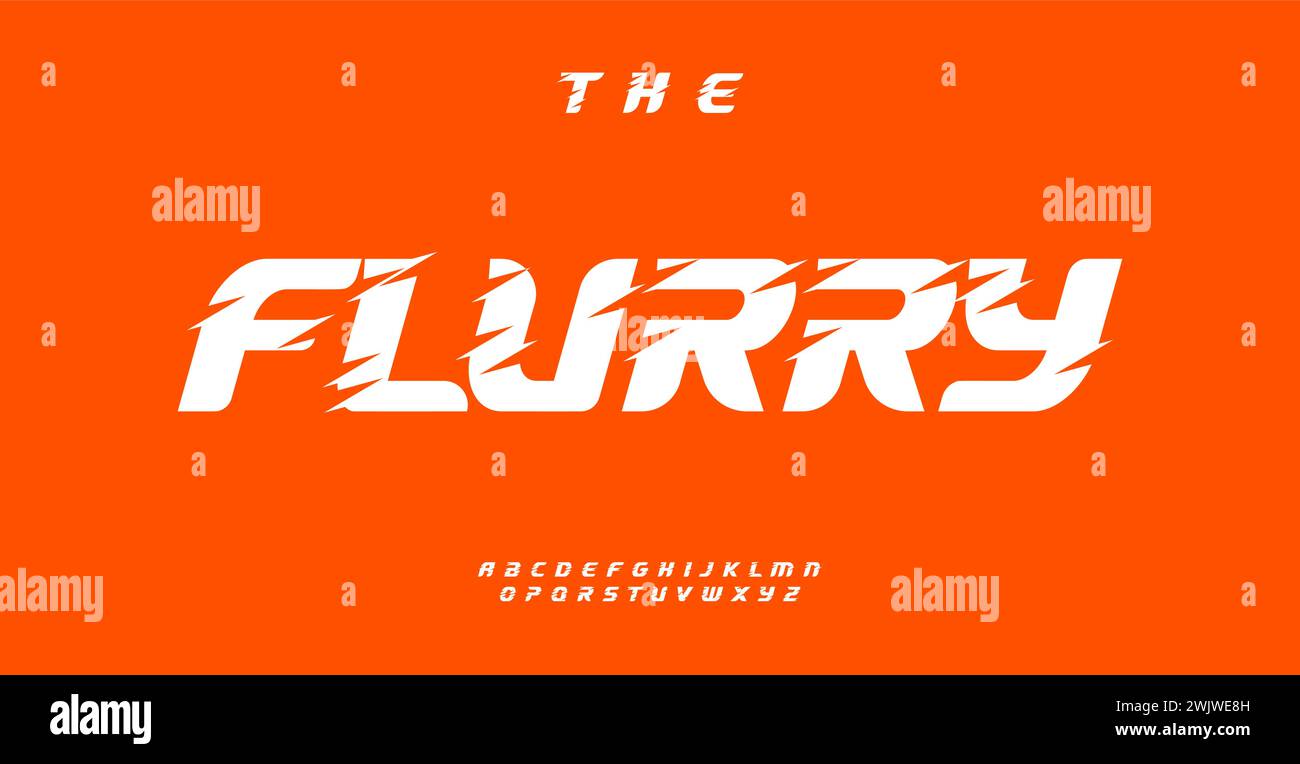 Dynamic font style on vibrant orange, energizing feel. Alphabet letters ...