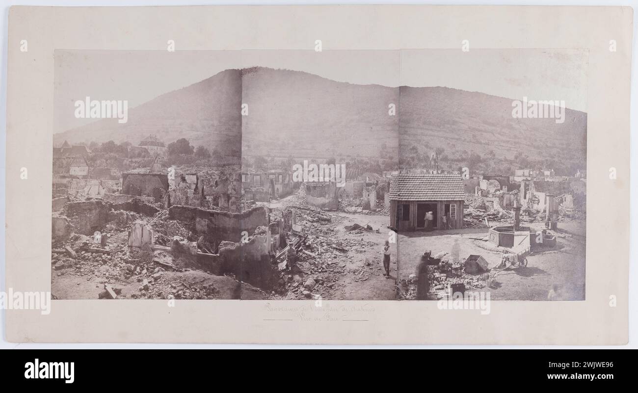 Ziégler, Ernest. "Panorama of the Chatenois fire, front view". Albumin ...