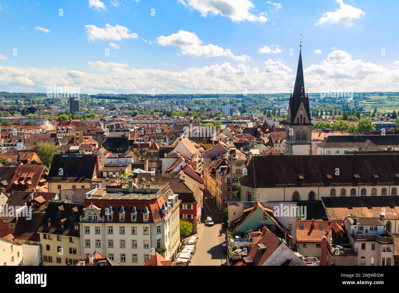 View over the old town of Konstanz (also known as Constance) from bell ...