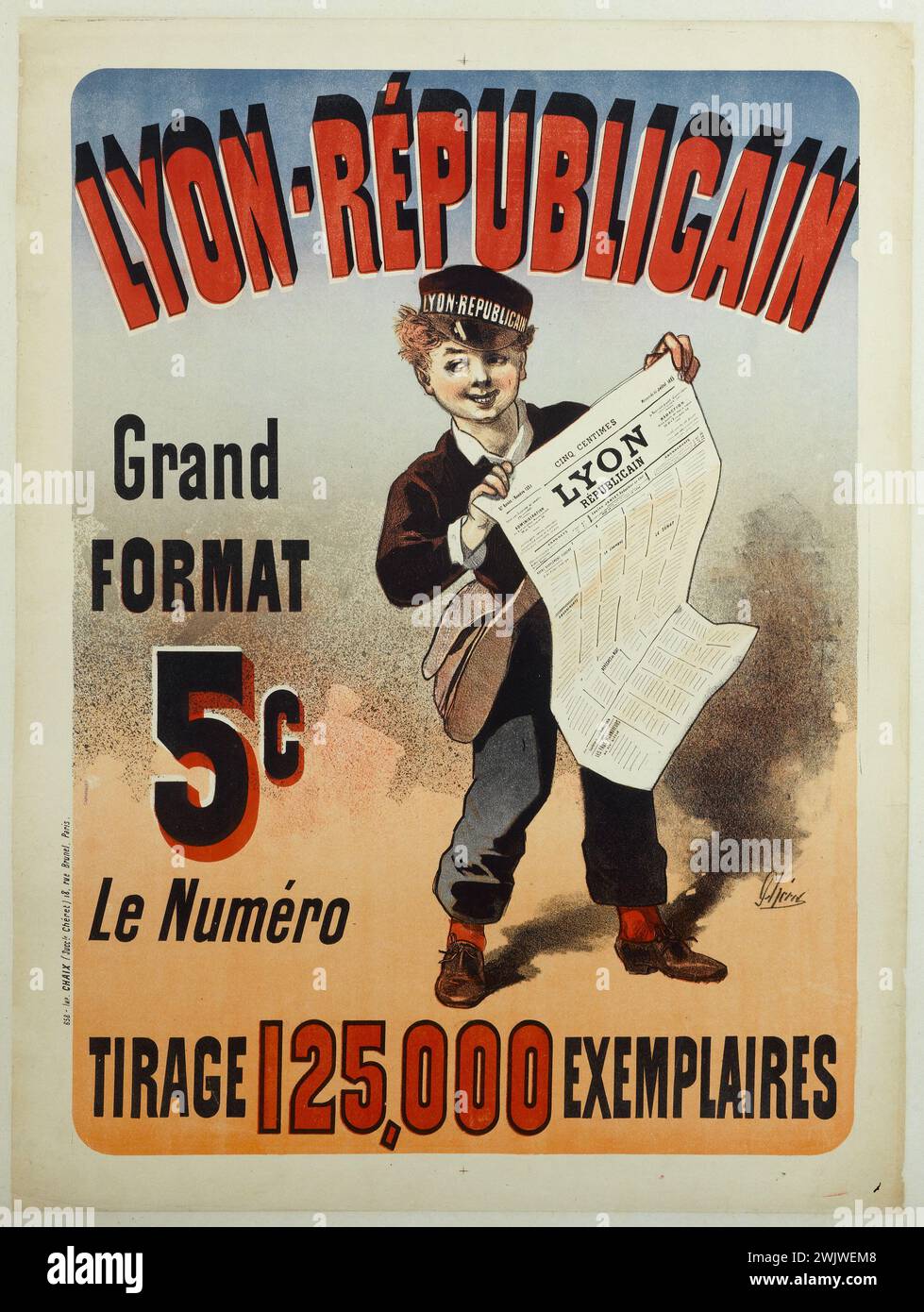 Jules CHERET. Chaix printing. Lyon Republican, large 5C format the ...