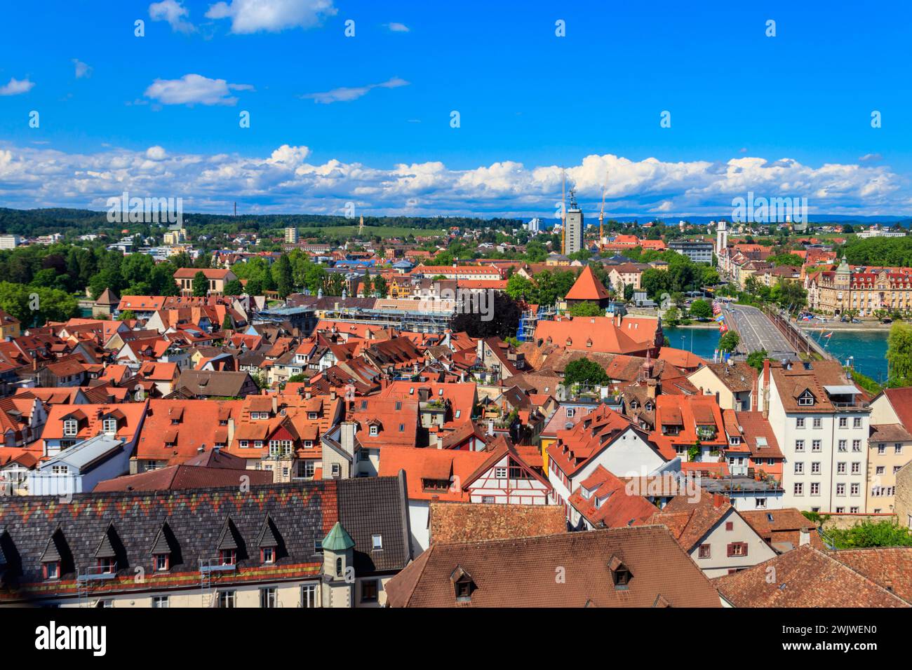 View over the old town of Konstanz (also known as Constance) from bell ...