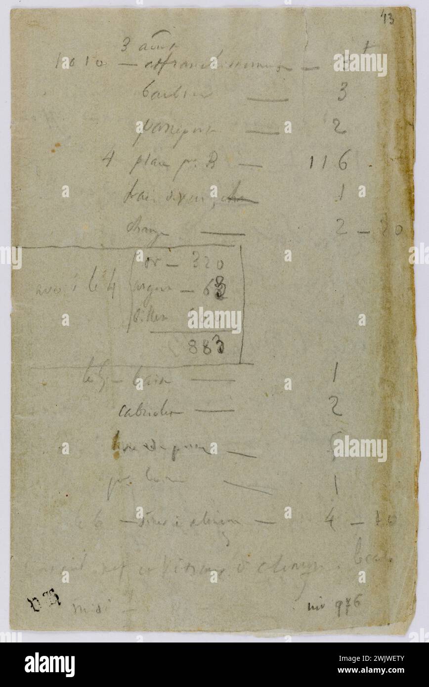Victor Hugo (1802-1885). Travel book, from August 5 to 11, 1834 ...
