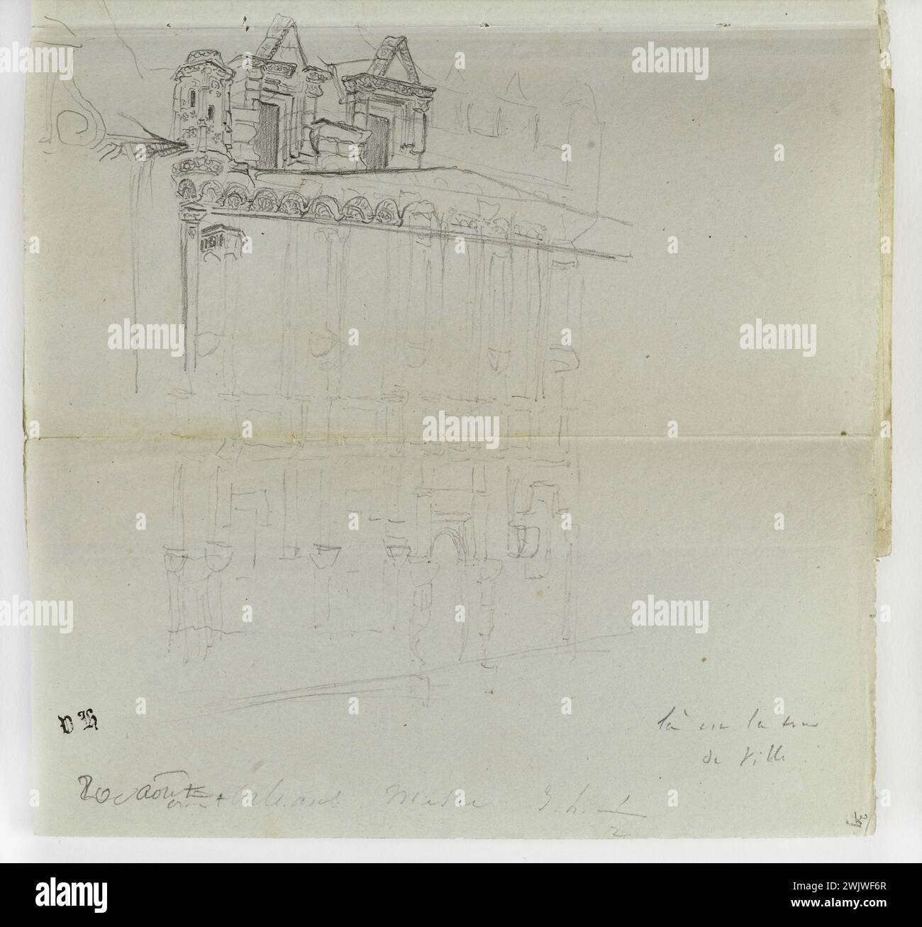 Victor Hugo (1802-1885). "Orléans. Museum". Graphite pencil on woven ...