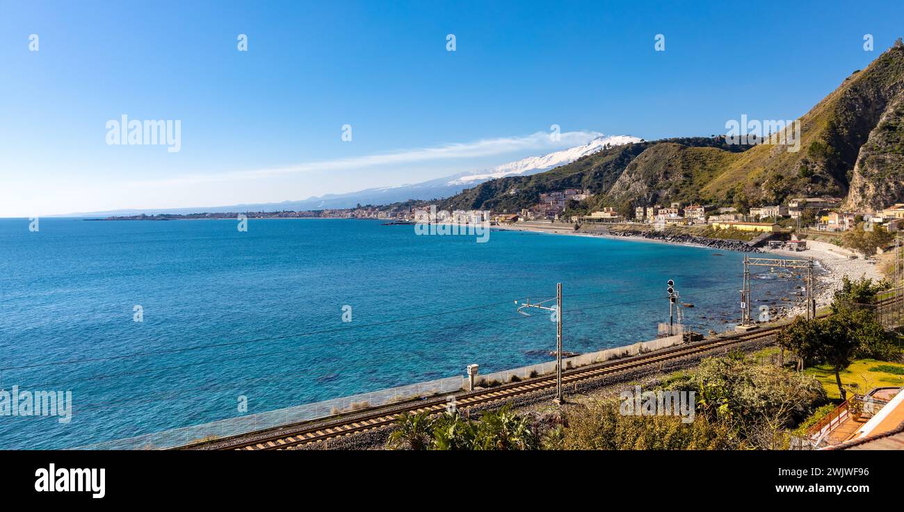 Taormina, Sicily, Italy - February 15, 2023: Panoramic view of Taormina ...