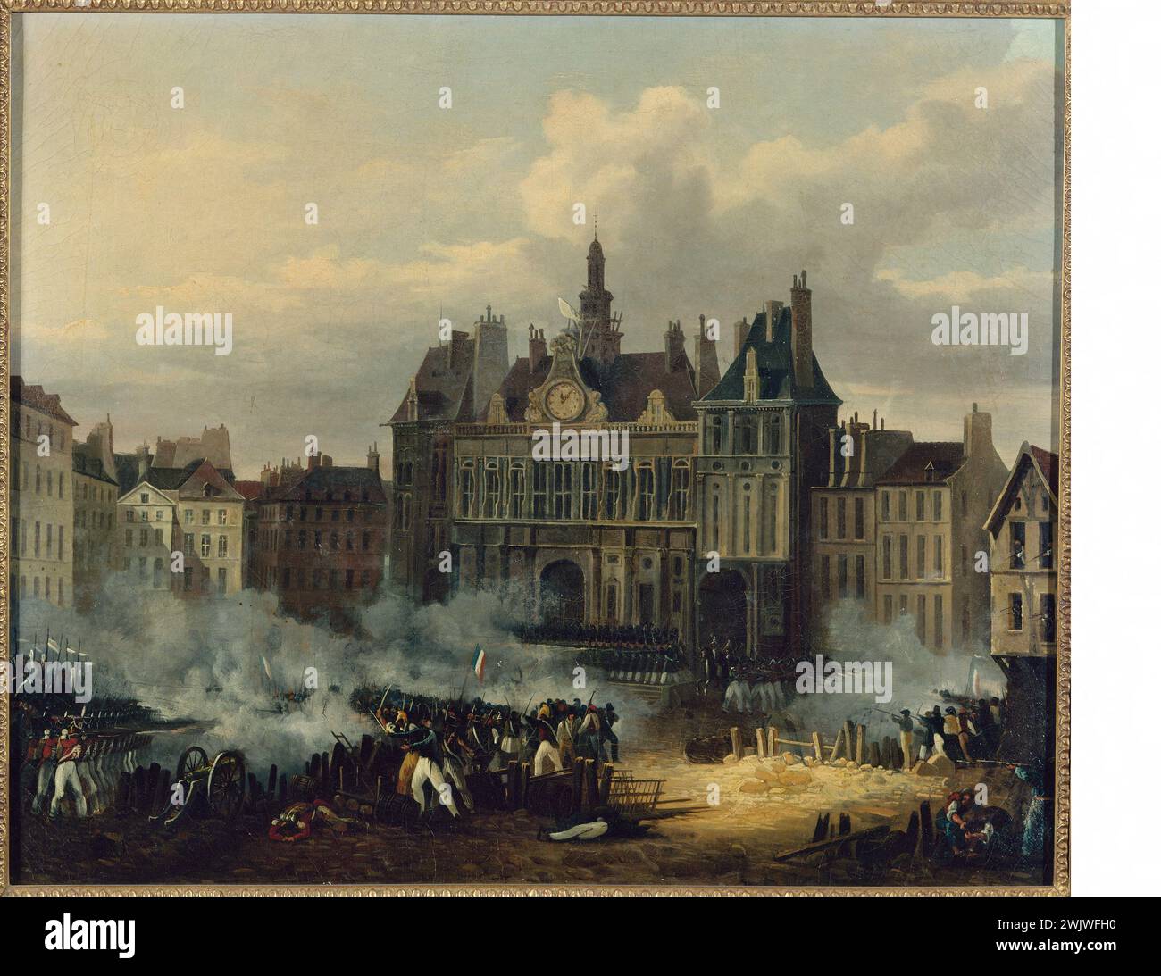 According to Hippolyte Lecomte (1781-1857). "Taken from the town hall ...