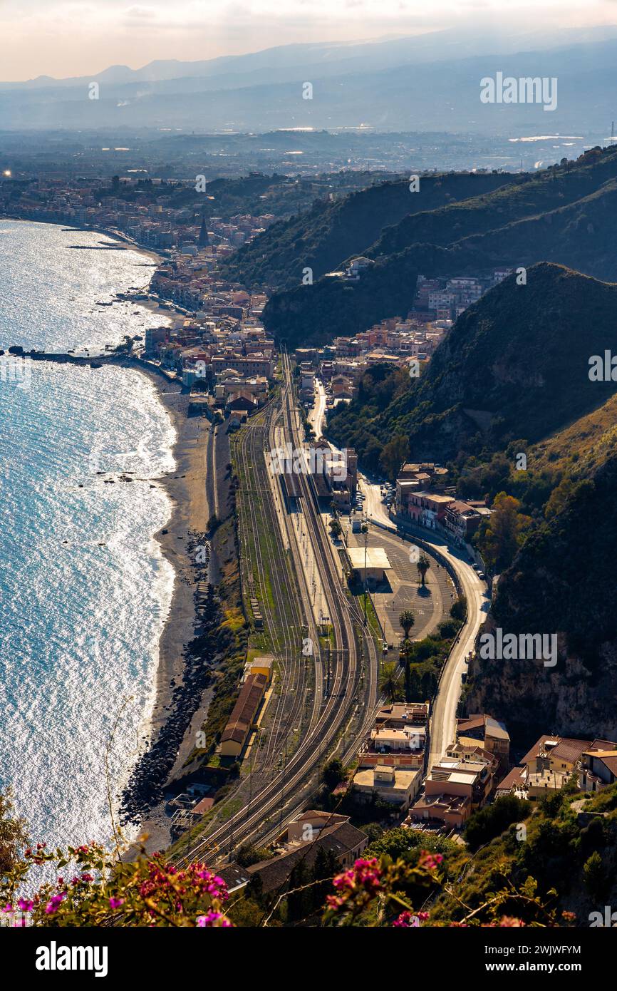 Taormina, Sicily, Italy - February 15, 2023: Panoramic view of Taormina ...