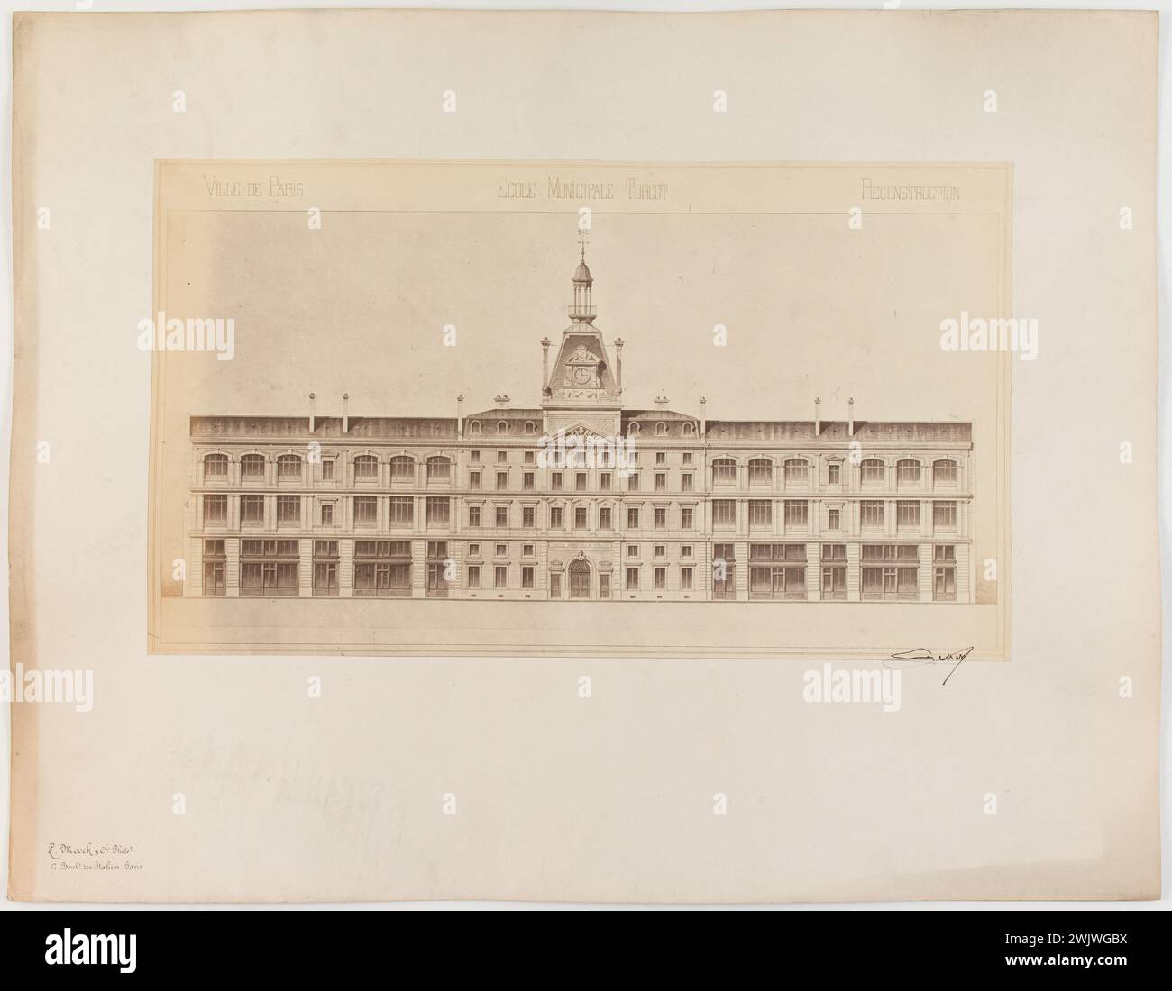 Elevation of the facade of the Turgot municipal school, rue Turbigo ...