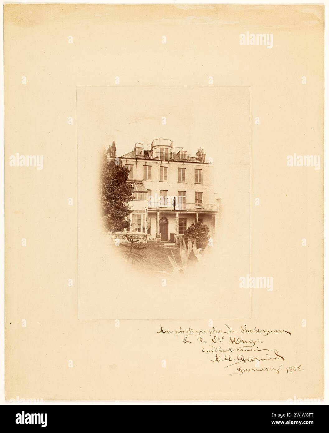 Garnier, Arsène. "Victor Hugo on the Balcon de Hauteville House". Albumin paper draw. 1868-1868 ...
