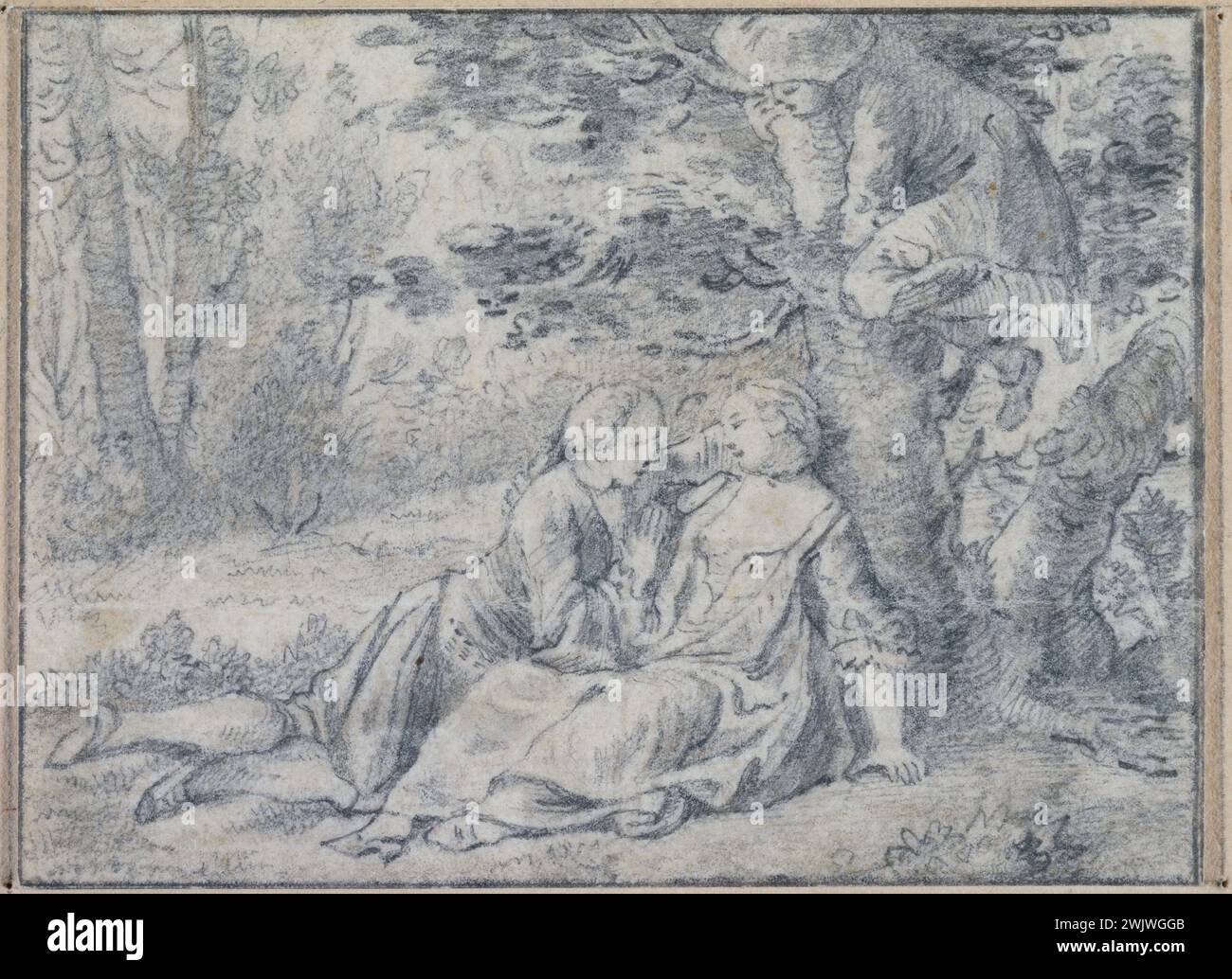 Charles-Nicolas Cochin (1715-1790). "The villager looking for his calf ...