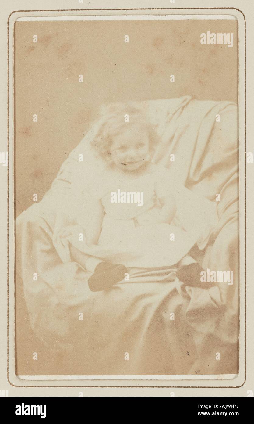 Anonymous, André Berthelot, baby (common name). Old N&B drawing paper ...
