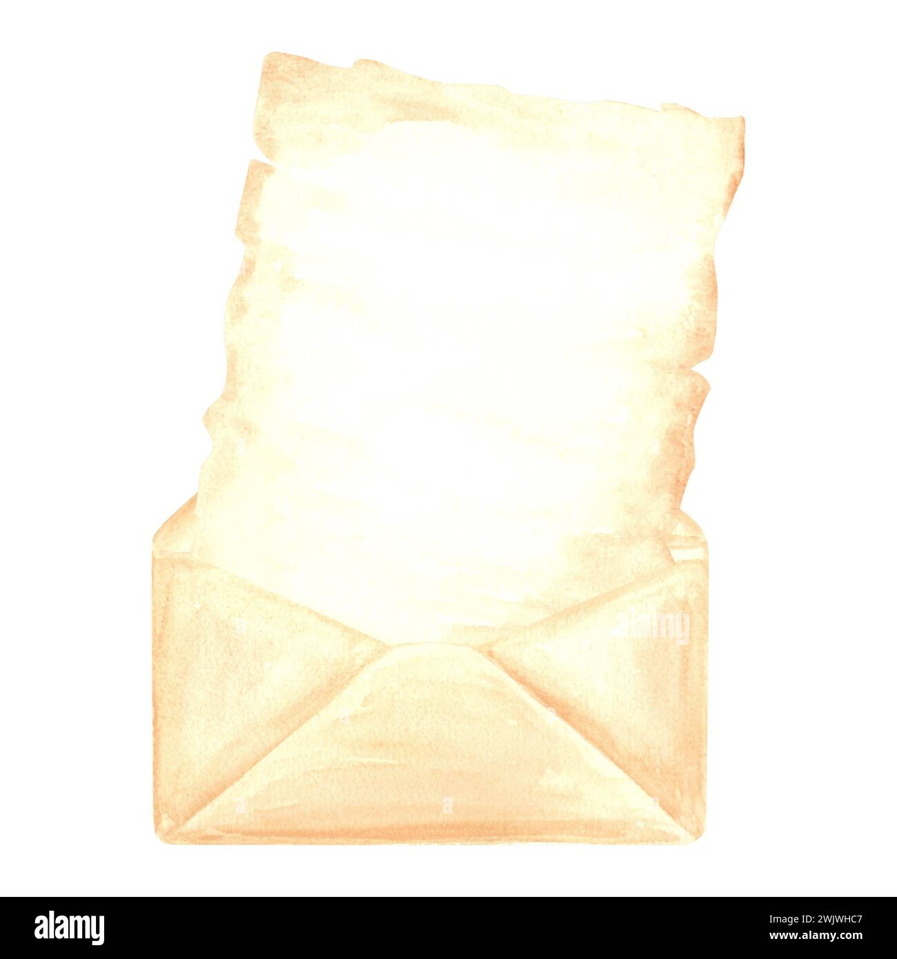 Sheet of old parchment in craft envelop. Writing supplies, old paper ...