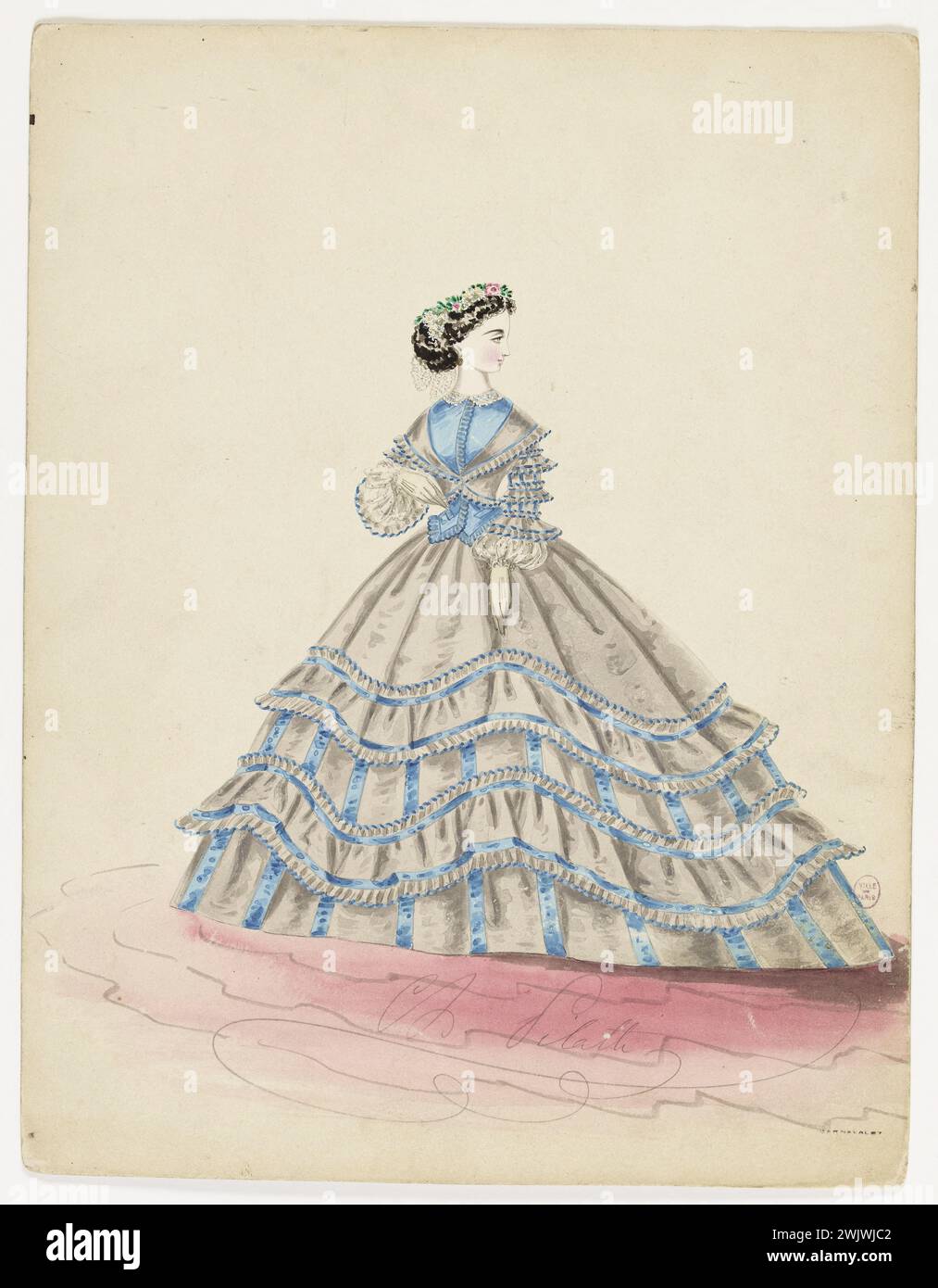 Charles Pilatte for the Ghys house. Model-figure for seamstress. Gray ...