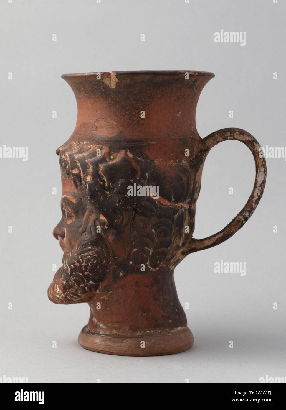 Silene's head -shaped Onachoe (left profile). Clay, ancient Rome ...