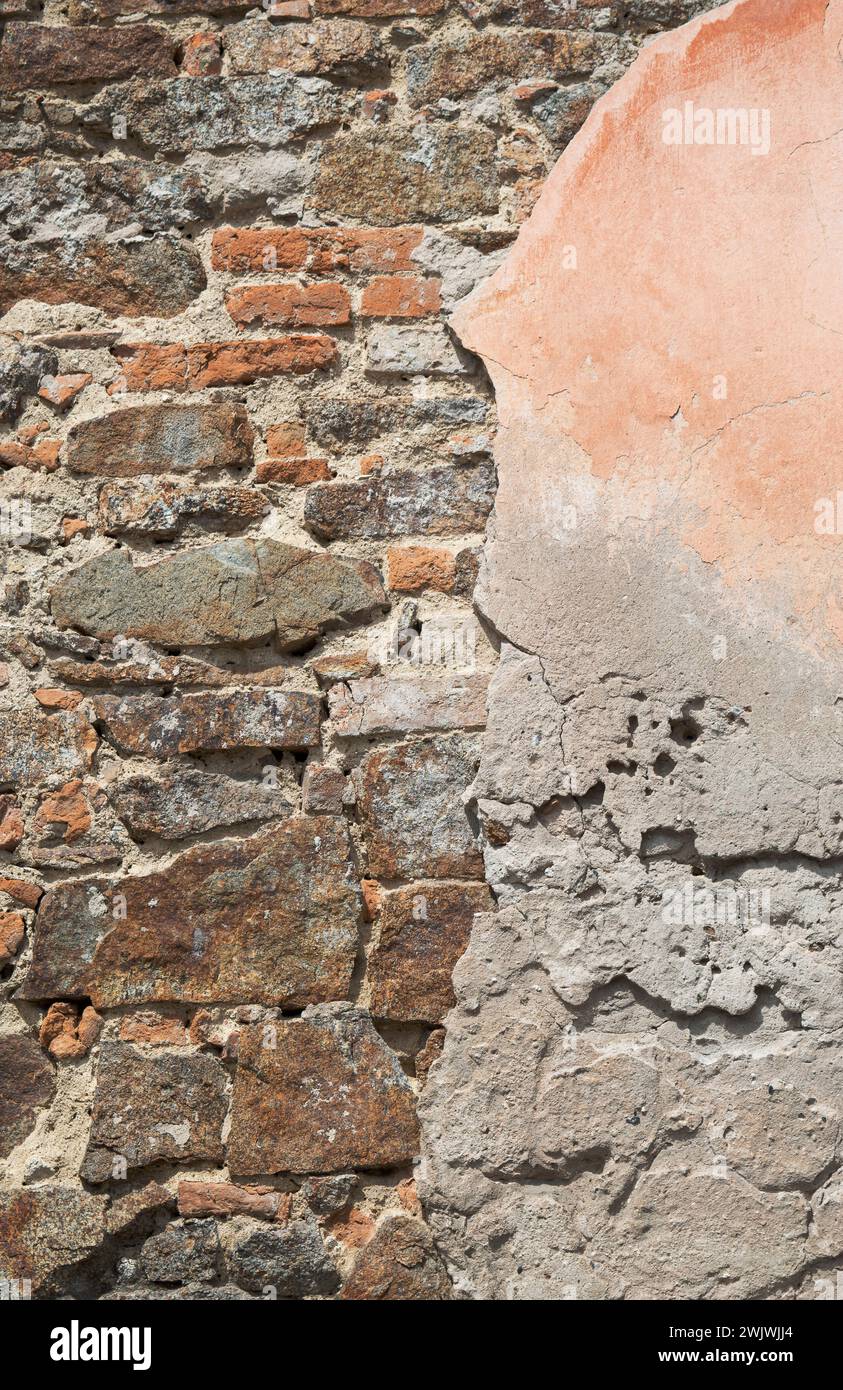 red brick, part of the ruins and ruined walls of medieval buildings ...