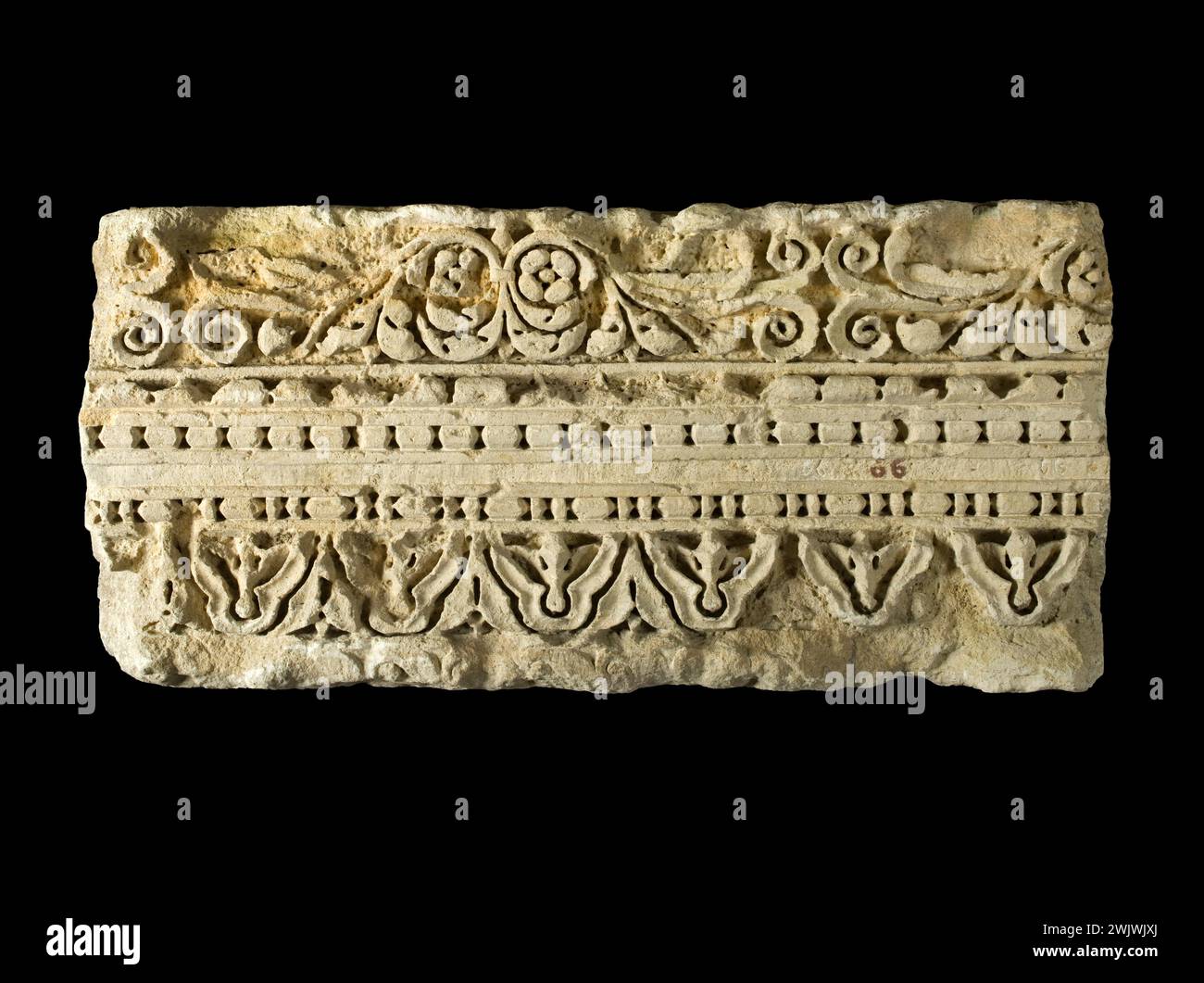 Two ornate architrave blocks. Limestone. Gallo-Roman. Paris, Carnavalet ...