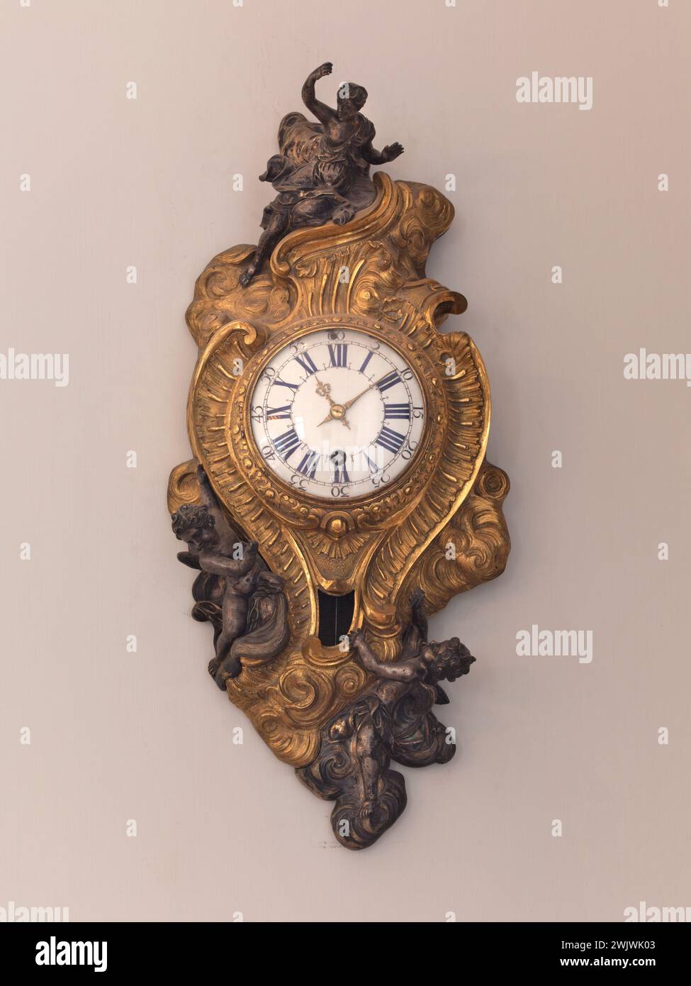 Applique cartel. Chiseled, golden and silver bronze, enamel, 1715 ...