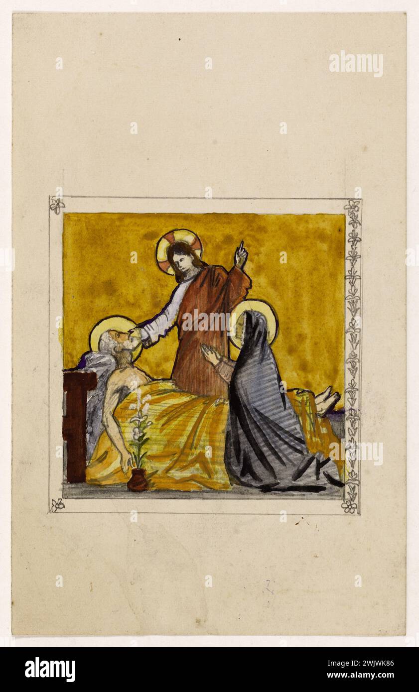 Arthur-Joseph Guéniot (1866-1951). Study for a painting: the death of ...