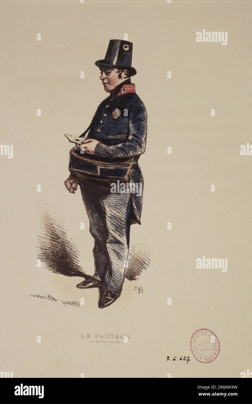 Henry Monnier (1805-1877) "The factor". Engraving. Paris, Carnavalet ...