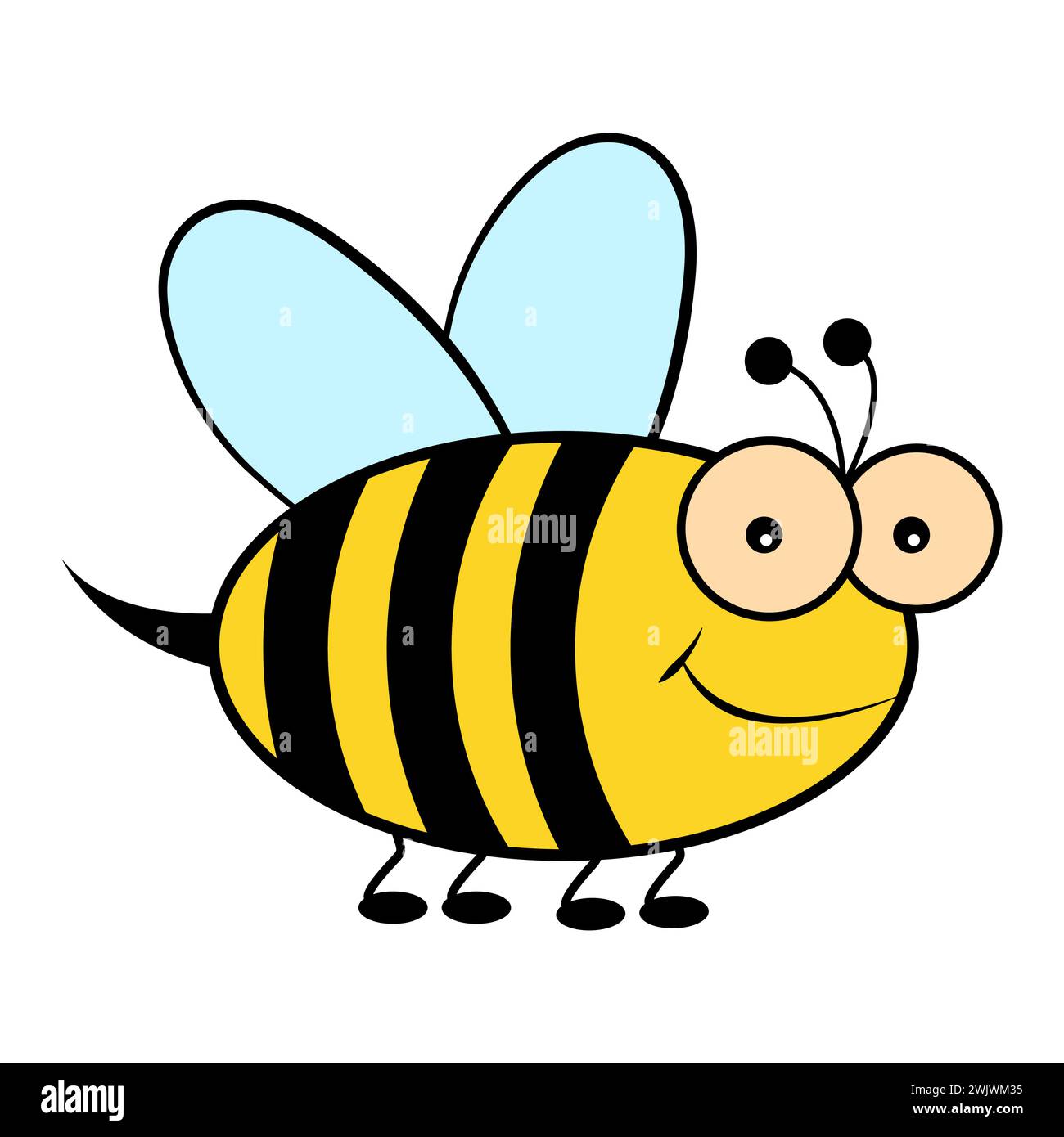 Cartoon bee icon, nature fly design sign, graphic art vector ...