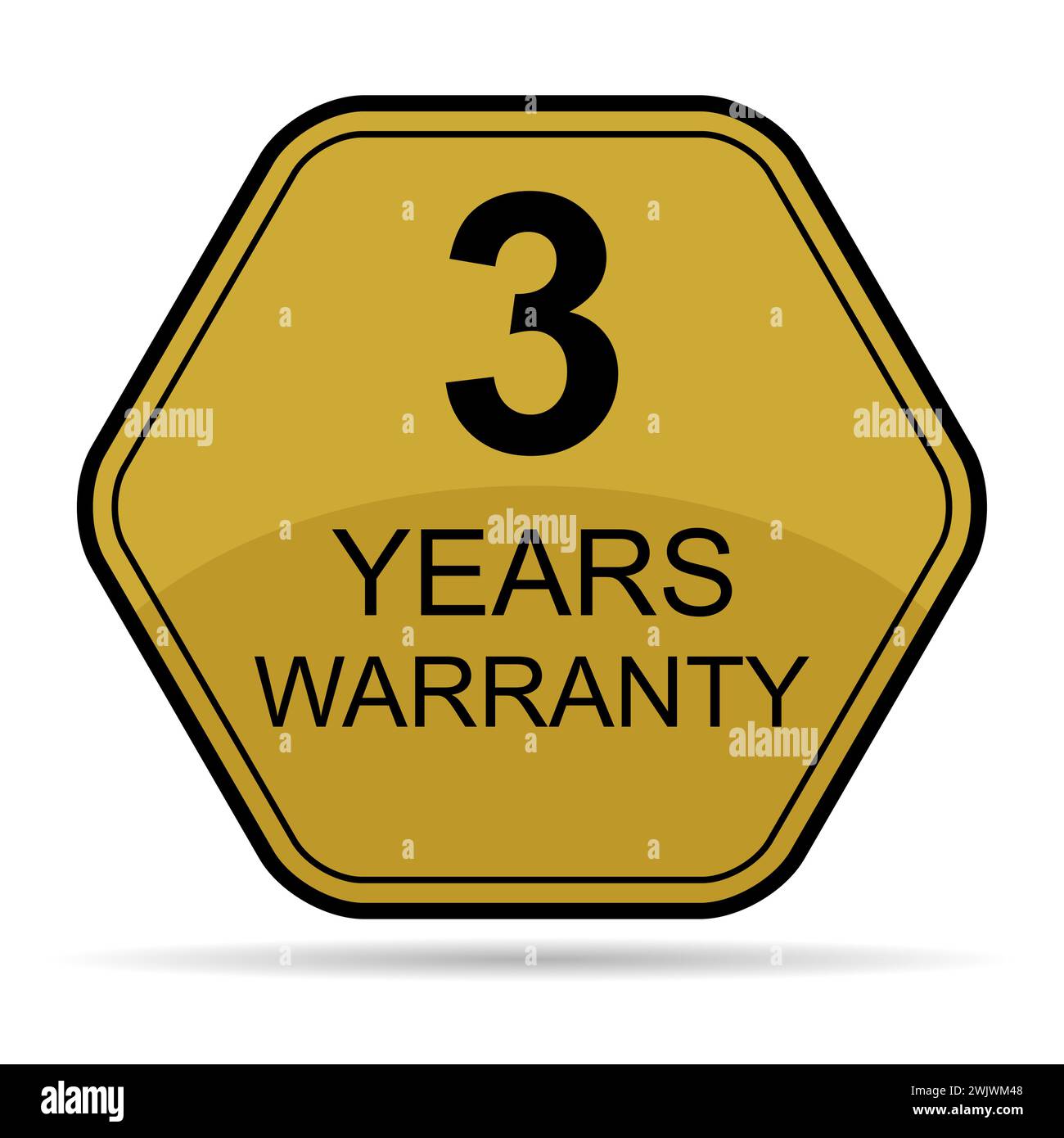 Three years warranty shadow icon, badge seal guarantee certificate ...