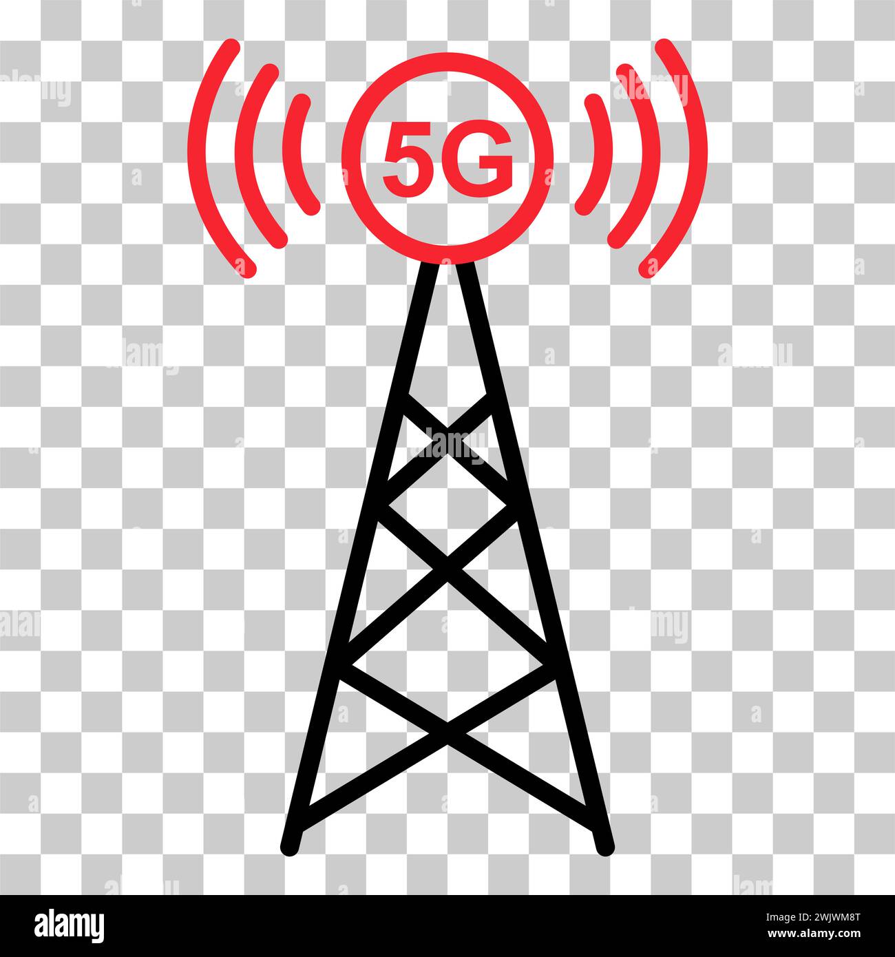 Signal tower icon, wireless technology network sign, antenna wave radio ...