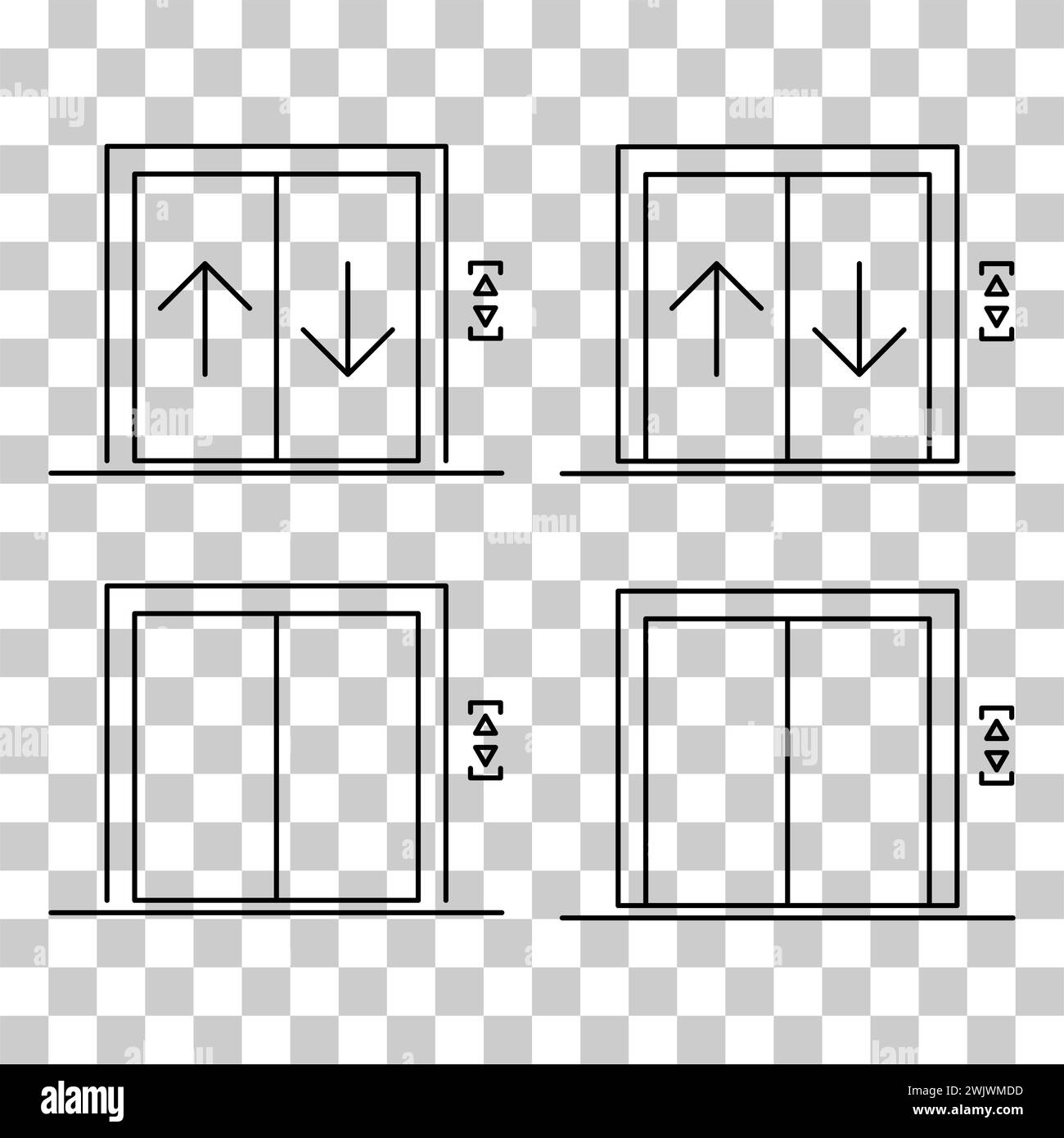 Set of Lift elevator icon, graphic design sign, building doorway symbol ...