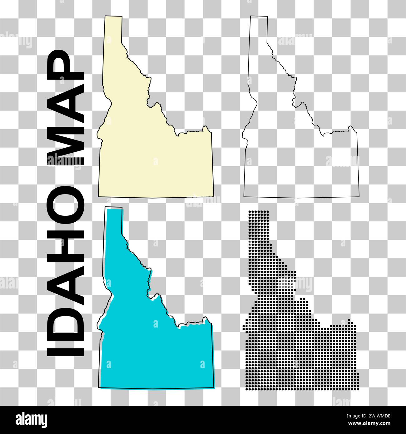 Set of Idaho map, united states of america. Flat concept icon vector ...
