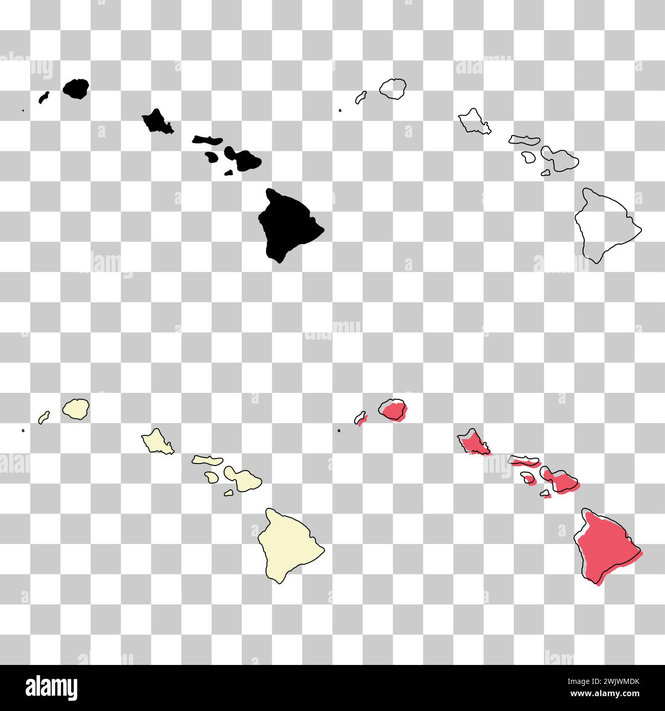 Set of Hawaii map, united states of america. Flat concept icon symbol ...