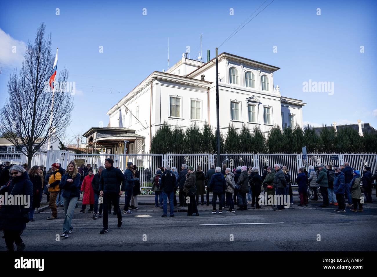 People demonstrate in front of the russian embassy in Copenhagen on ...